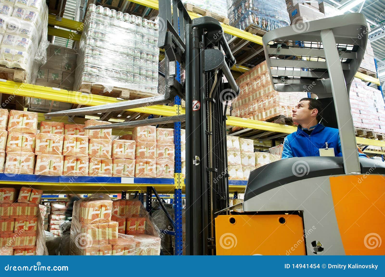 Warehouse Stacker Loader Worker Stock Photo - Image of crate, handling ...