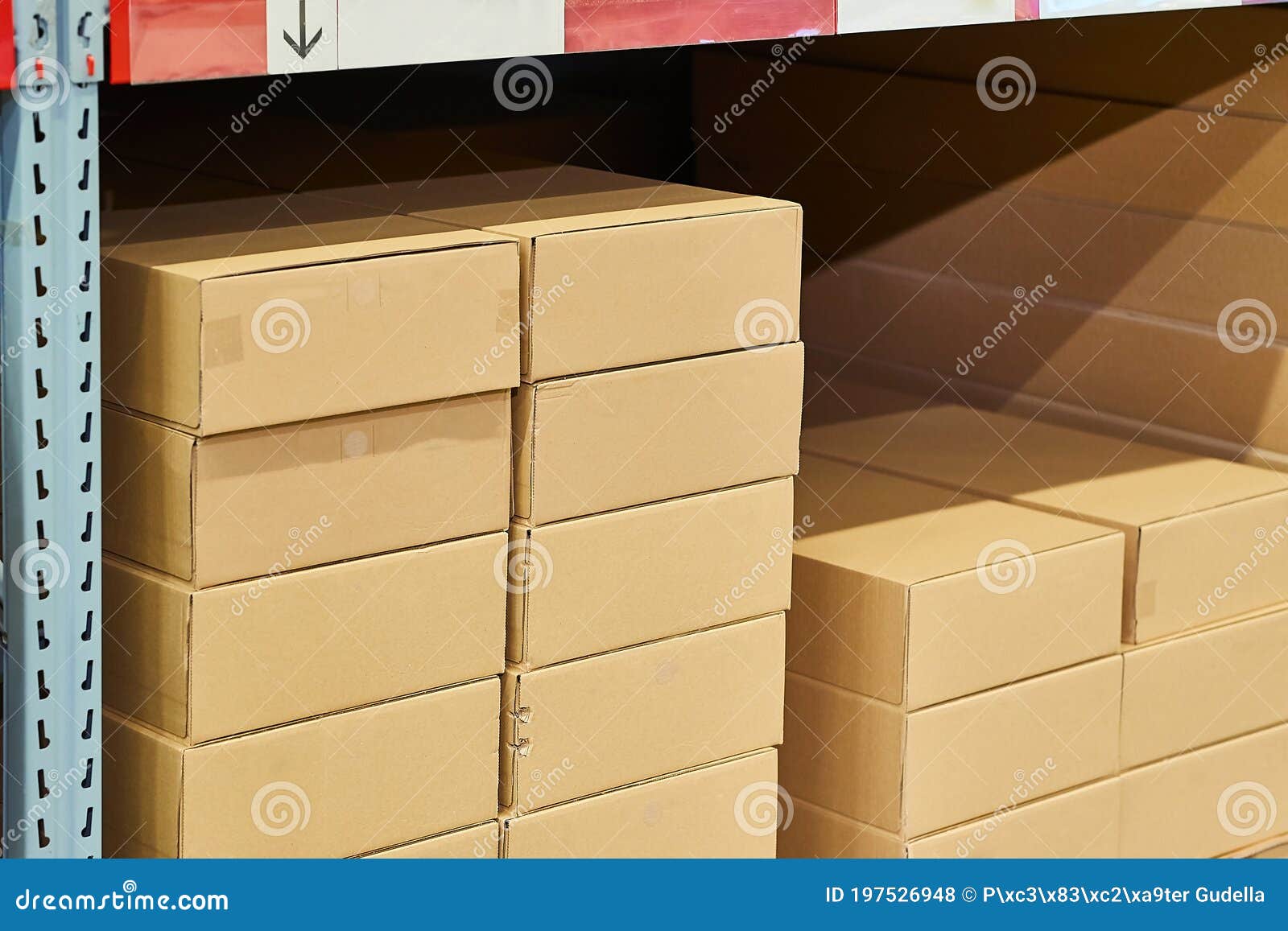Warehouse Stocked with Boxes in Stacks Stock Photo - Image of pallet ...