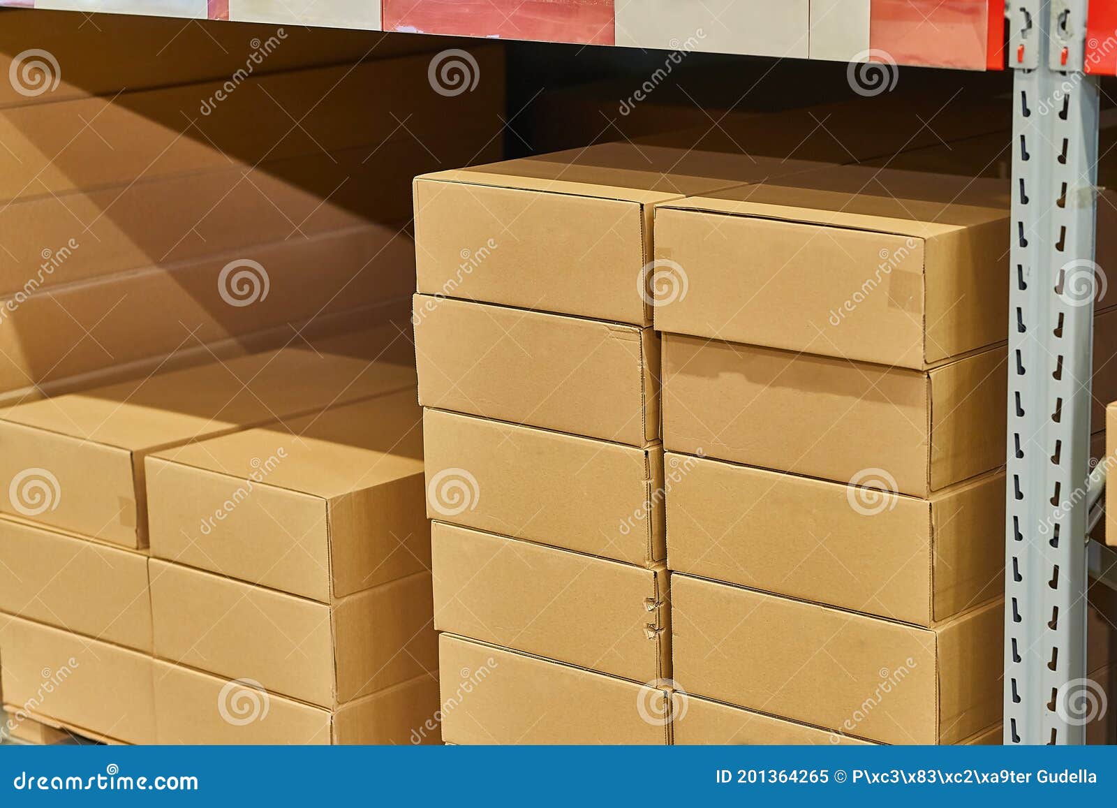 Warehouse Stocked with Boxes in Stacks Stock Image - Image of building ...