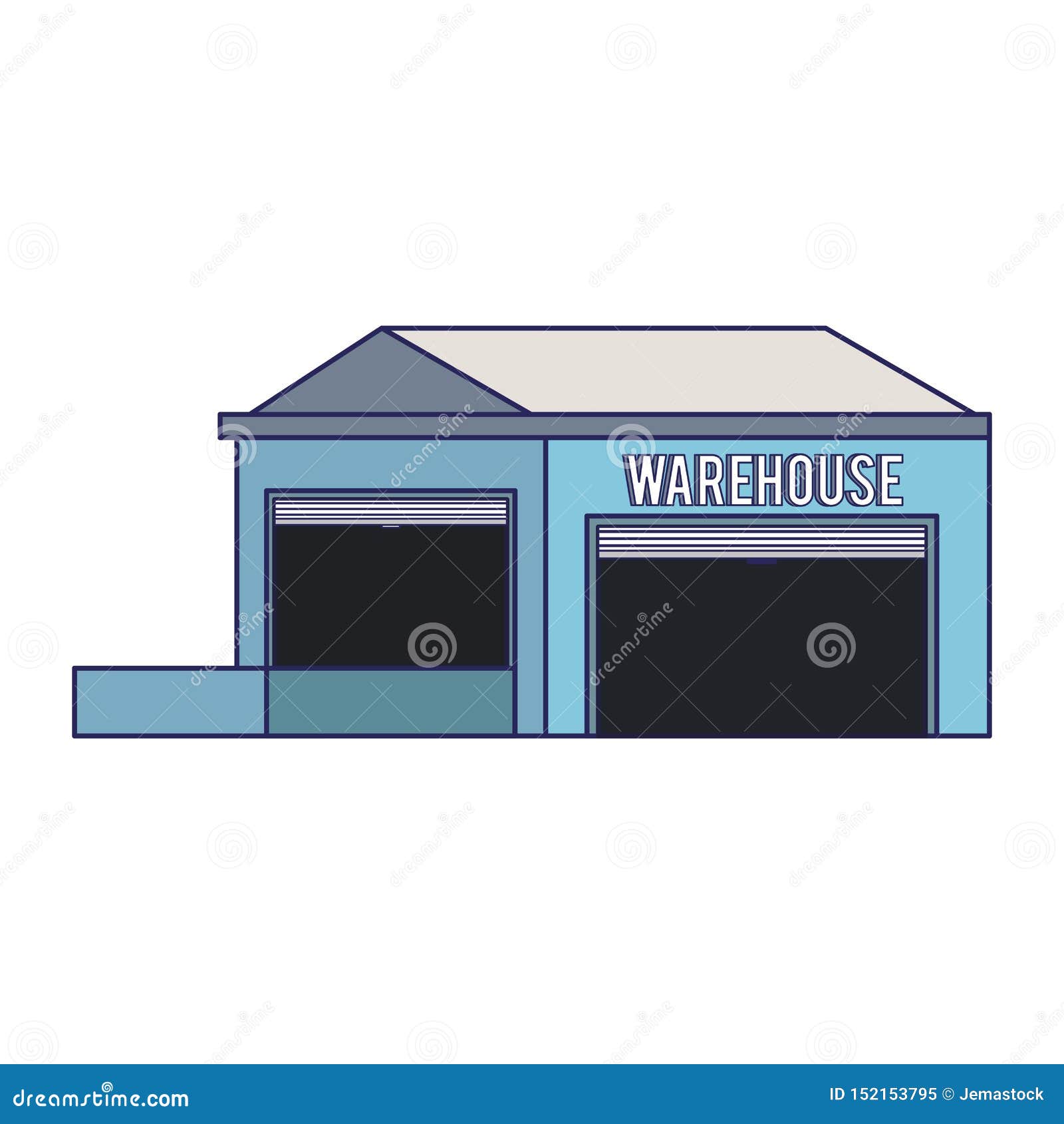 Warehouse Storage Building Empty Isolated Blue Lines Stock Vector ...
