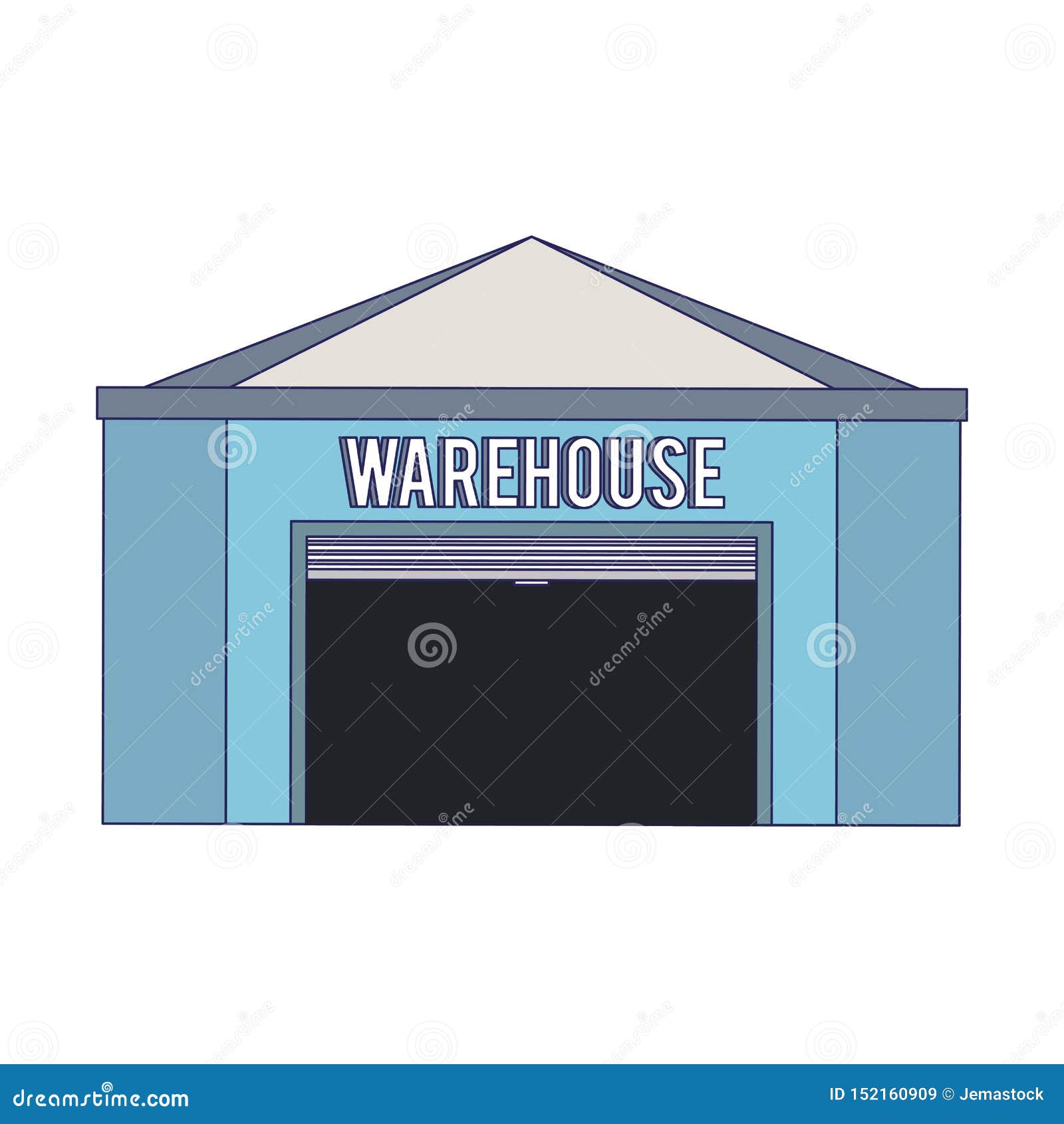 Warehouse Storage Building Empty Isolated Blue Lines Stock Vector ...
