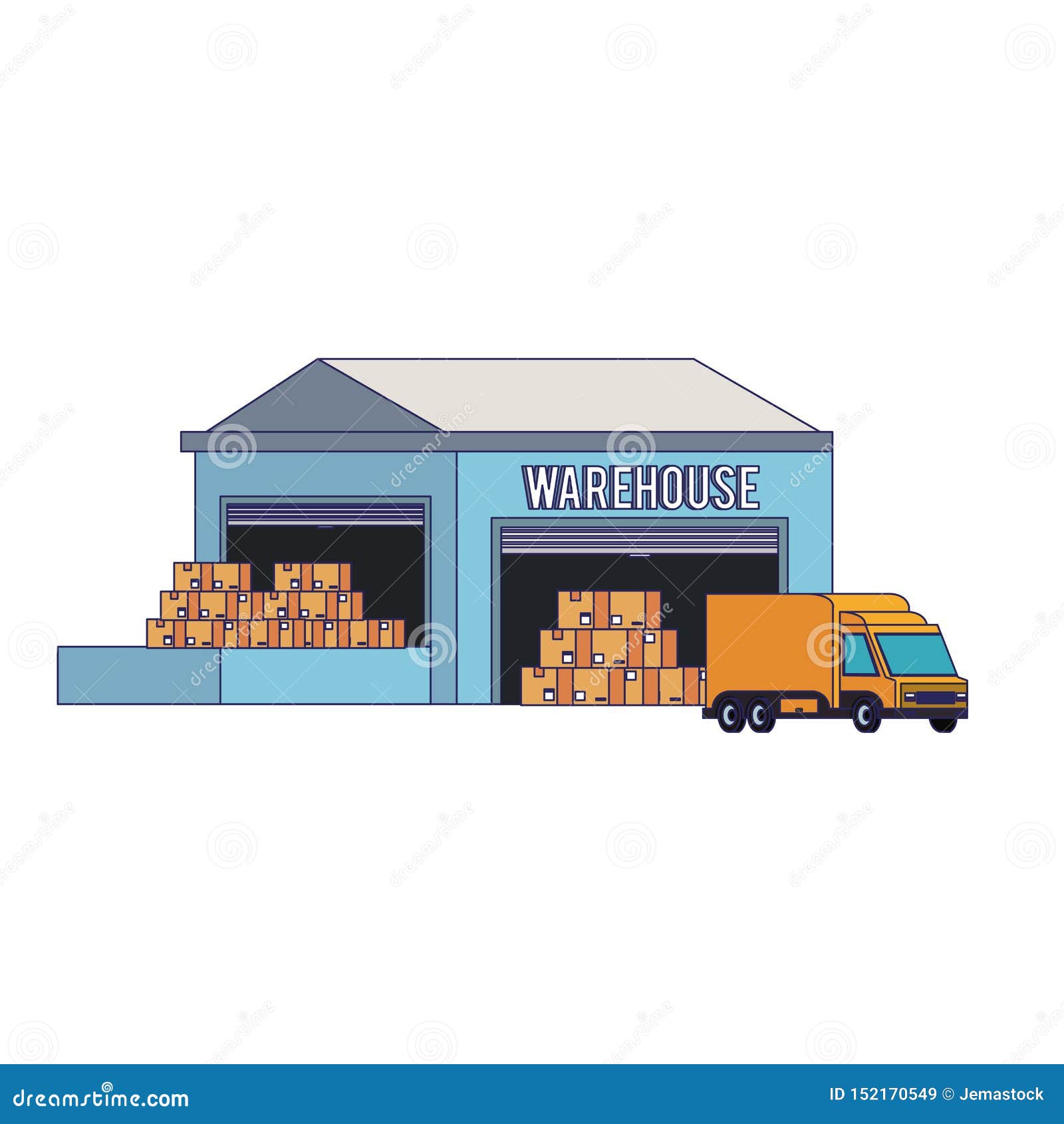 Warehouse Storage Building with Merchandise Blue Lines Stock Vector ...