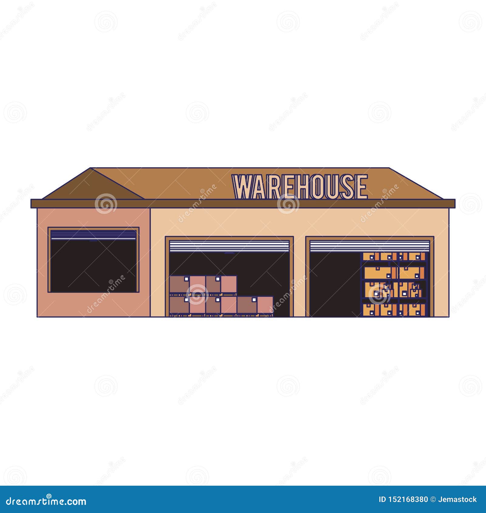 Warehouse Storage Building with Merchandise Blue Lines Stock Vector ...