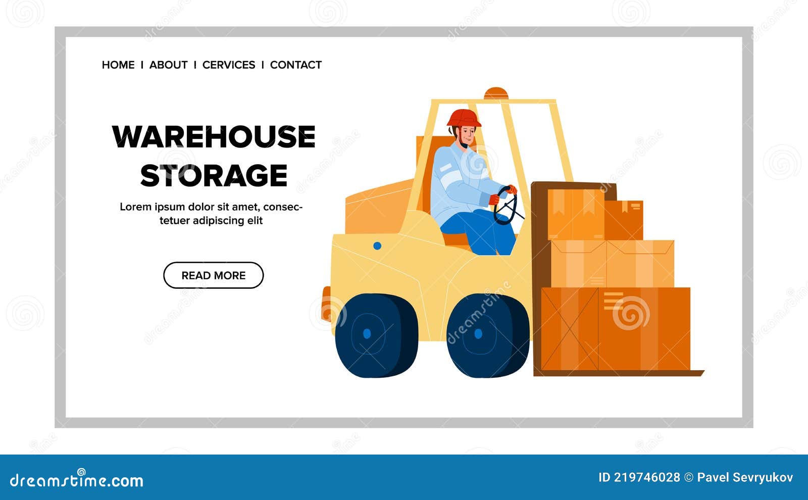 Warehouse Storage Forklift Carrying Boxes Vector Stock Vector ...