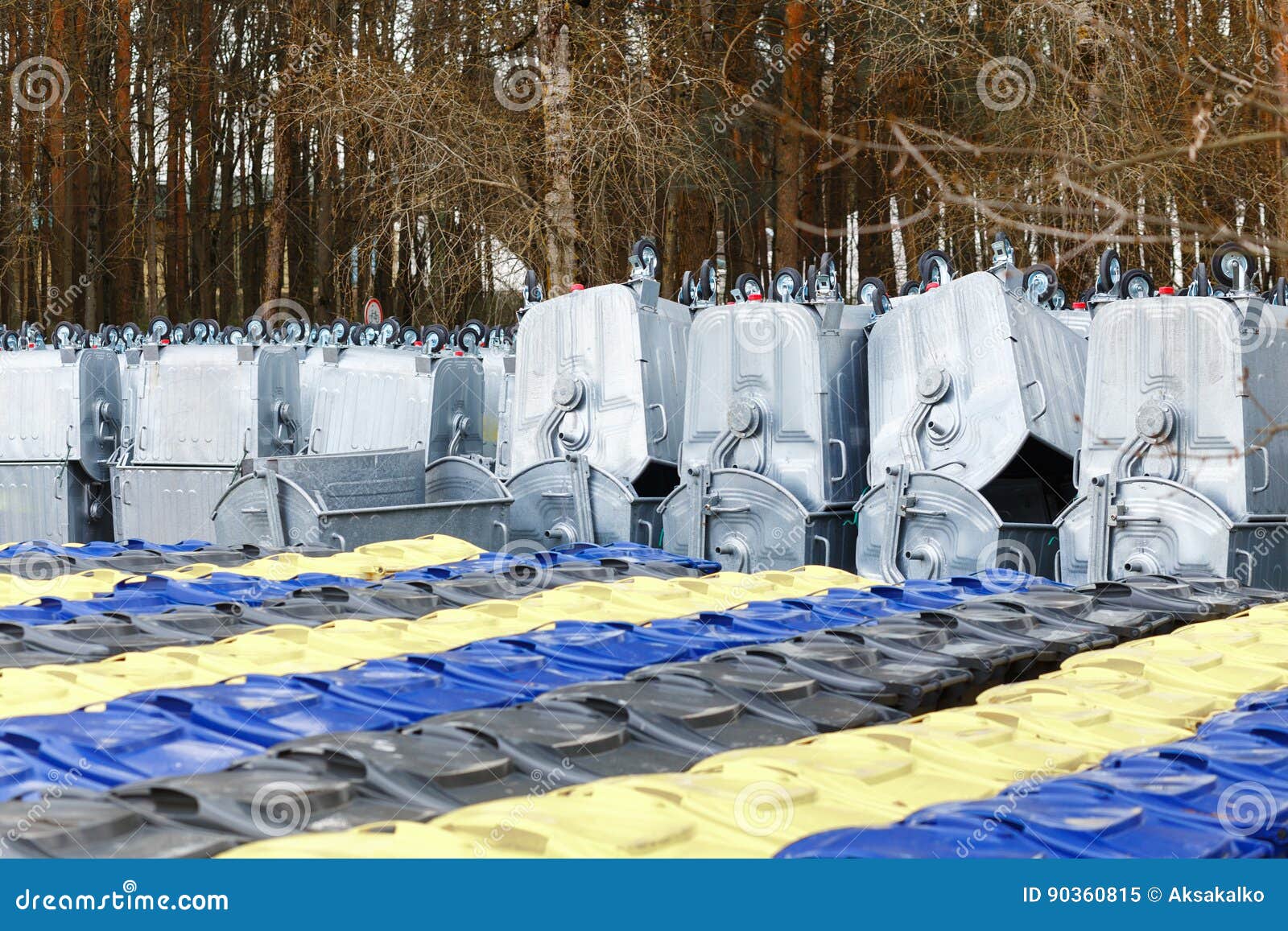 Warehouse Storage New Garbage Containers Stock Image - Image of metal ...