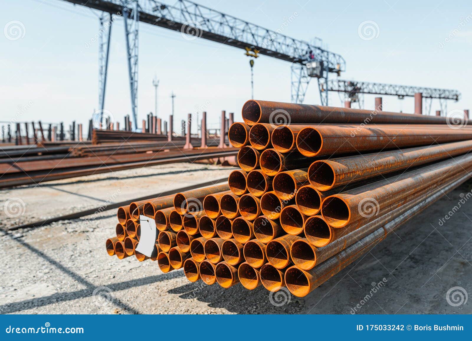 Warehouse for Storage of Steel Pipes of Different Grades Stock Photo ...
