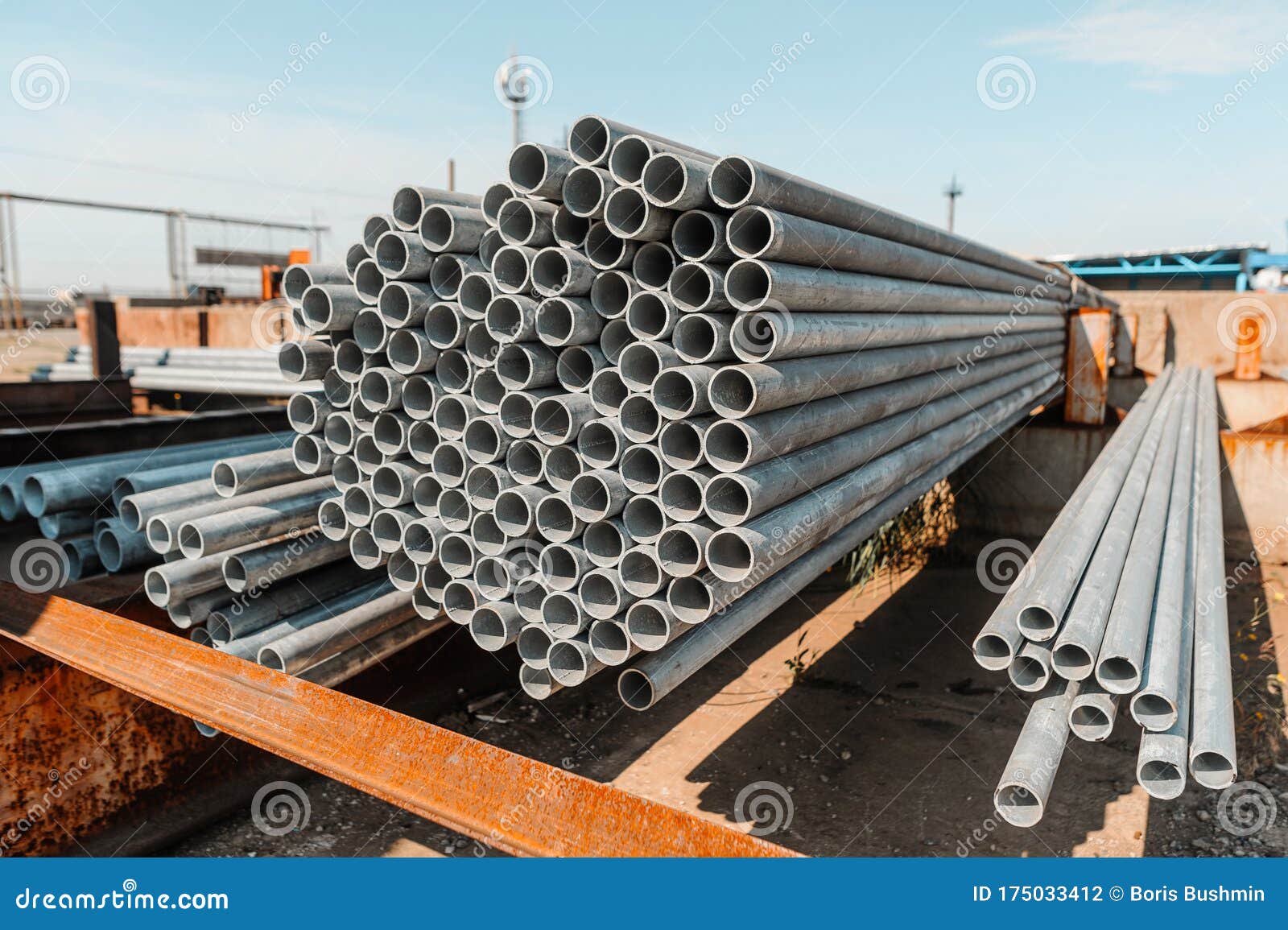 Warehouse for Storage of Steel Pipes of Different Grades Stock Photo ...