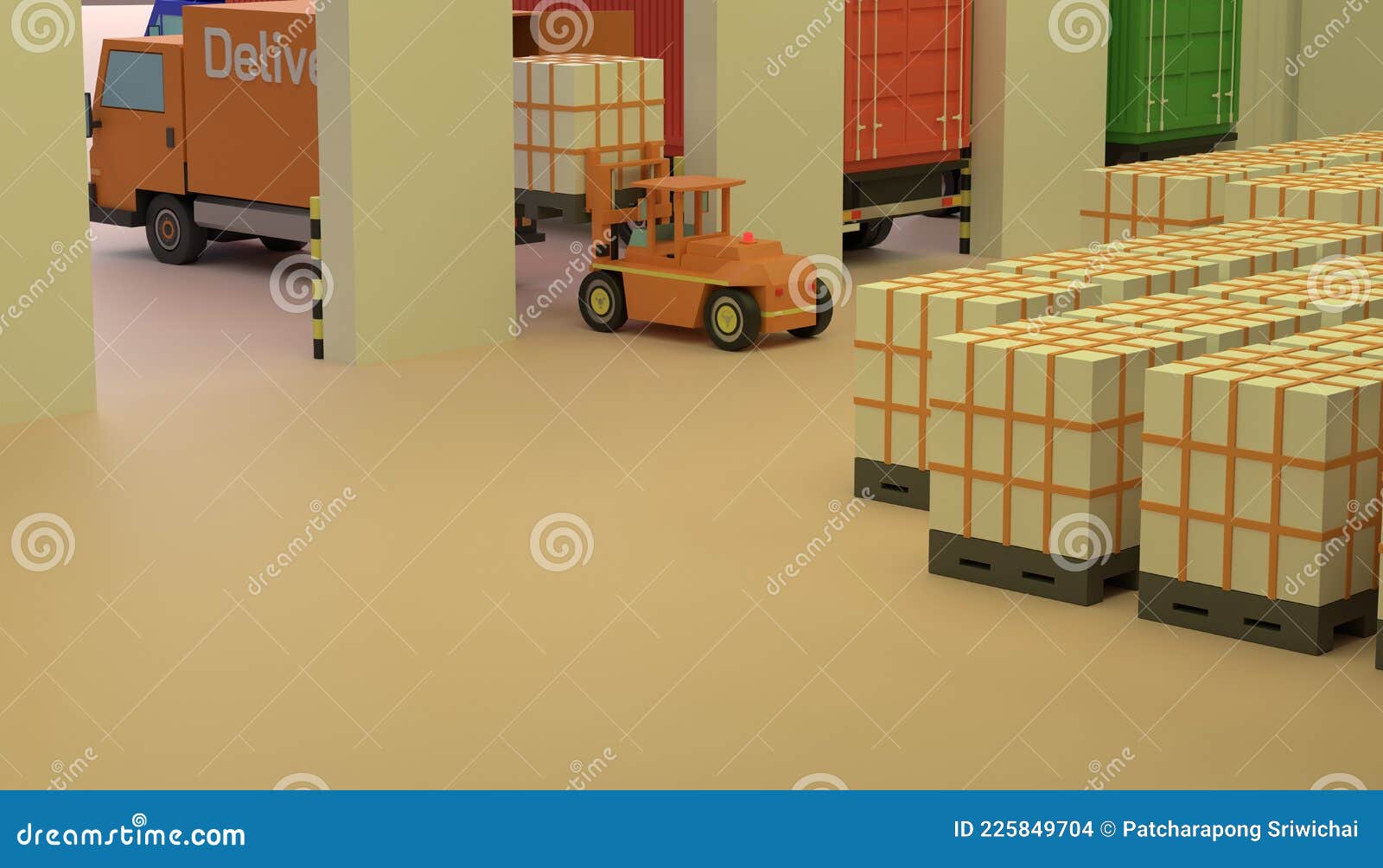 Warehouse or Storehouse Loading Area 3D Render Illustration Stock ...
