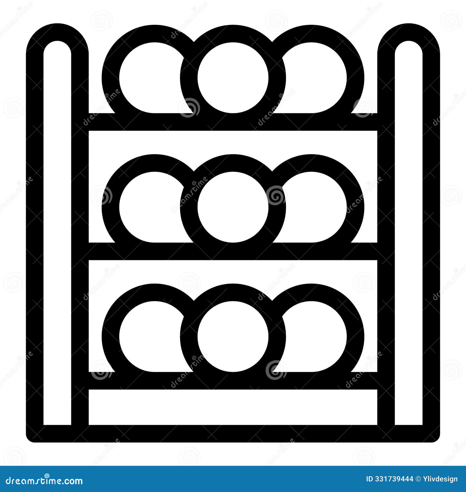 Warehouse Storing Many Round Objects on Shelves Stock Illustration ...