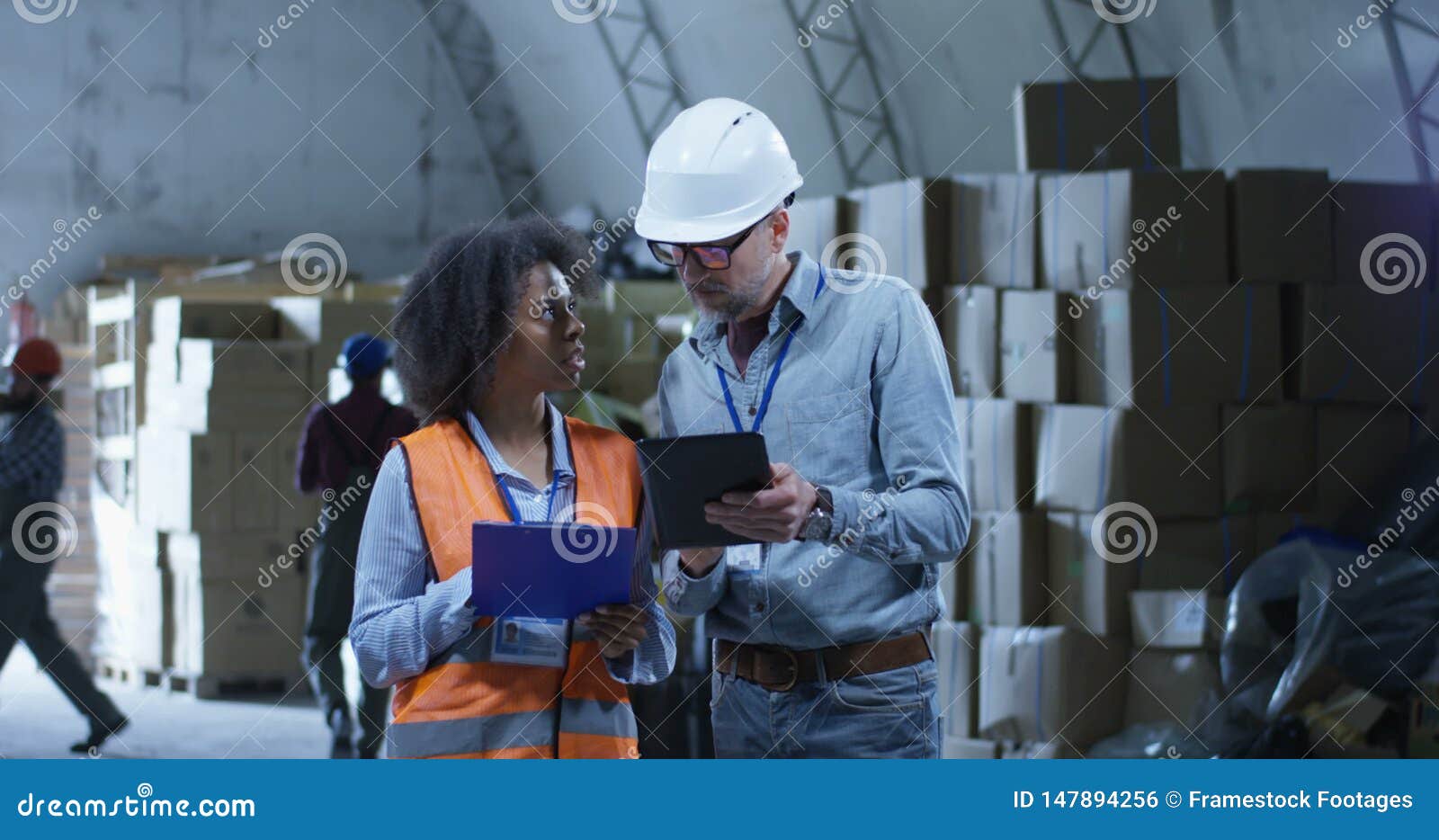 Warehouse Supervisor Overseeing Staff Stock Footage - Video of ...