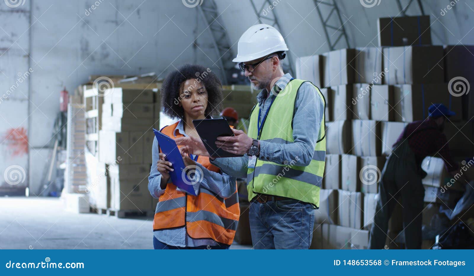 Warehouse Supervisor Overseeing Staff Stock Photo - Image of inside ...