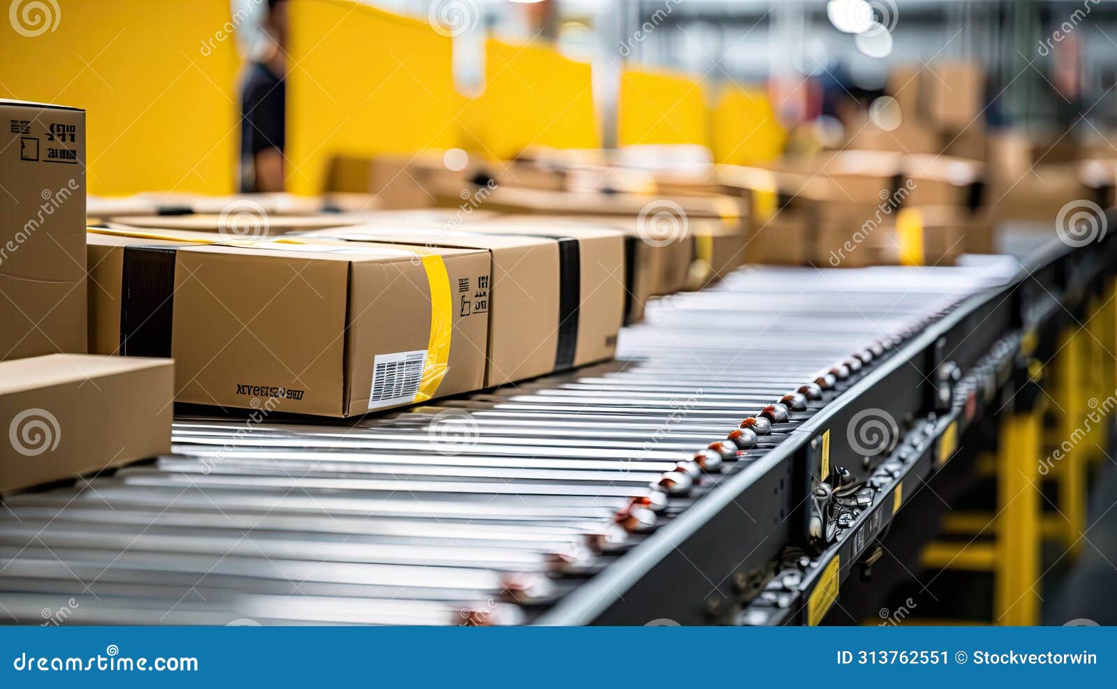 Warehouse System Conveyor Belt Stock Illustration - Illustration of ...