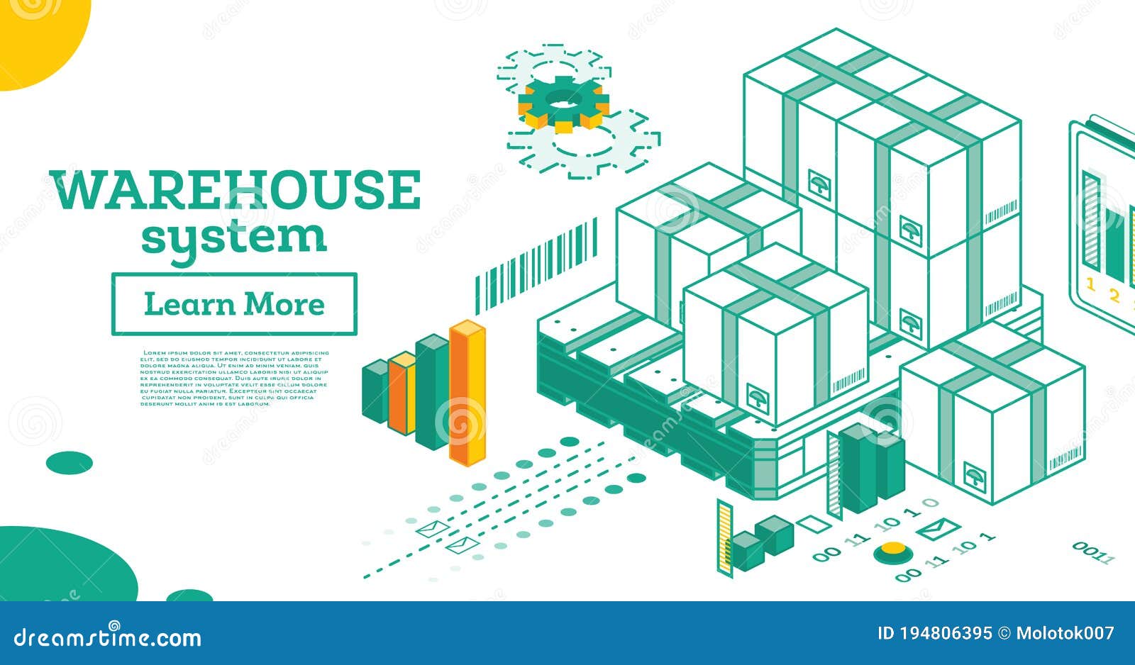 Warehouse System. Isometric Outline Cardboard Boxes and Pallet Isolated ...