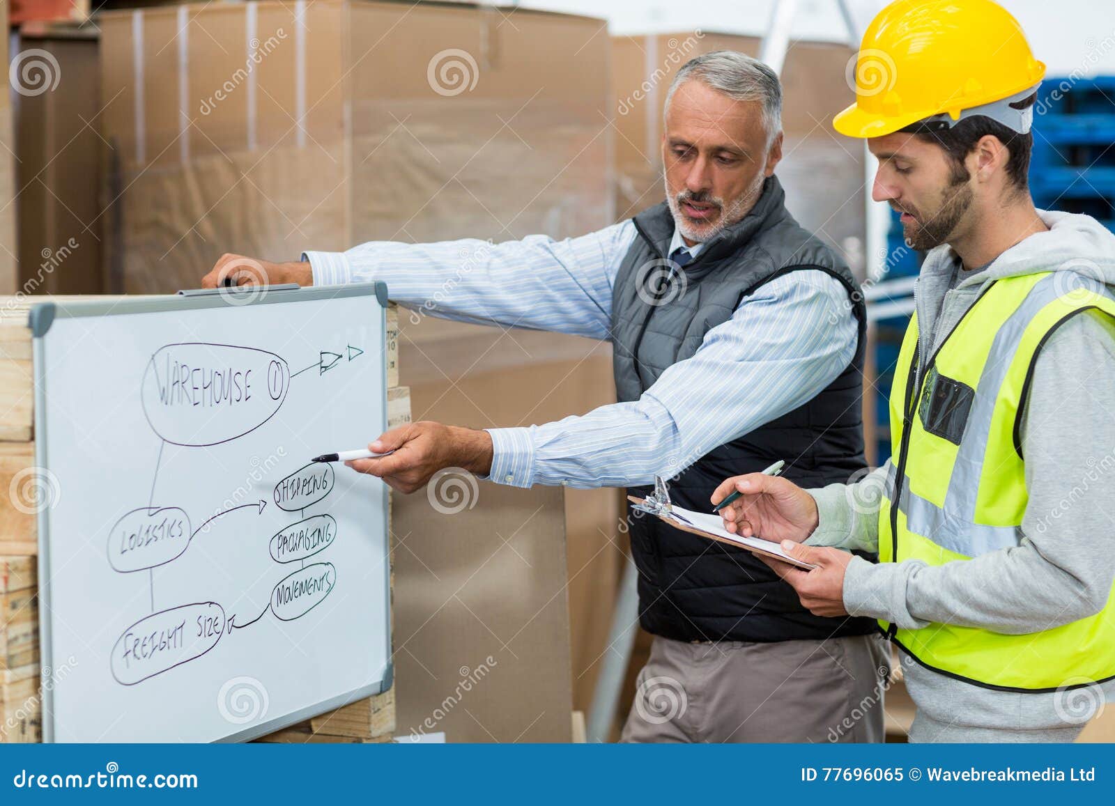 Warehouse Team Having a Meeting Stock Image - Image of people, building ...