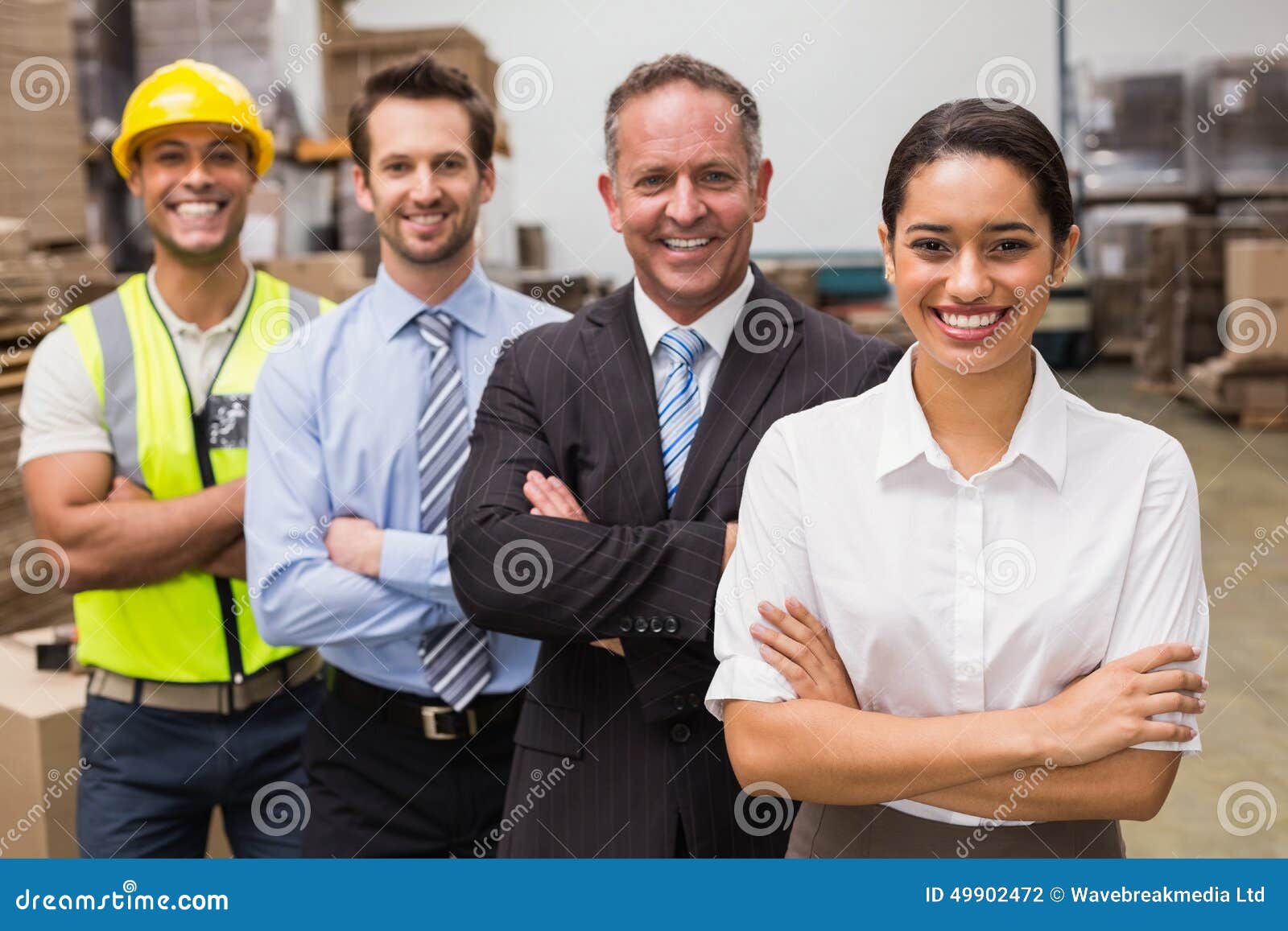 Warehouse Team Smiling at Camera Stock Photo - Image of adult, line ...