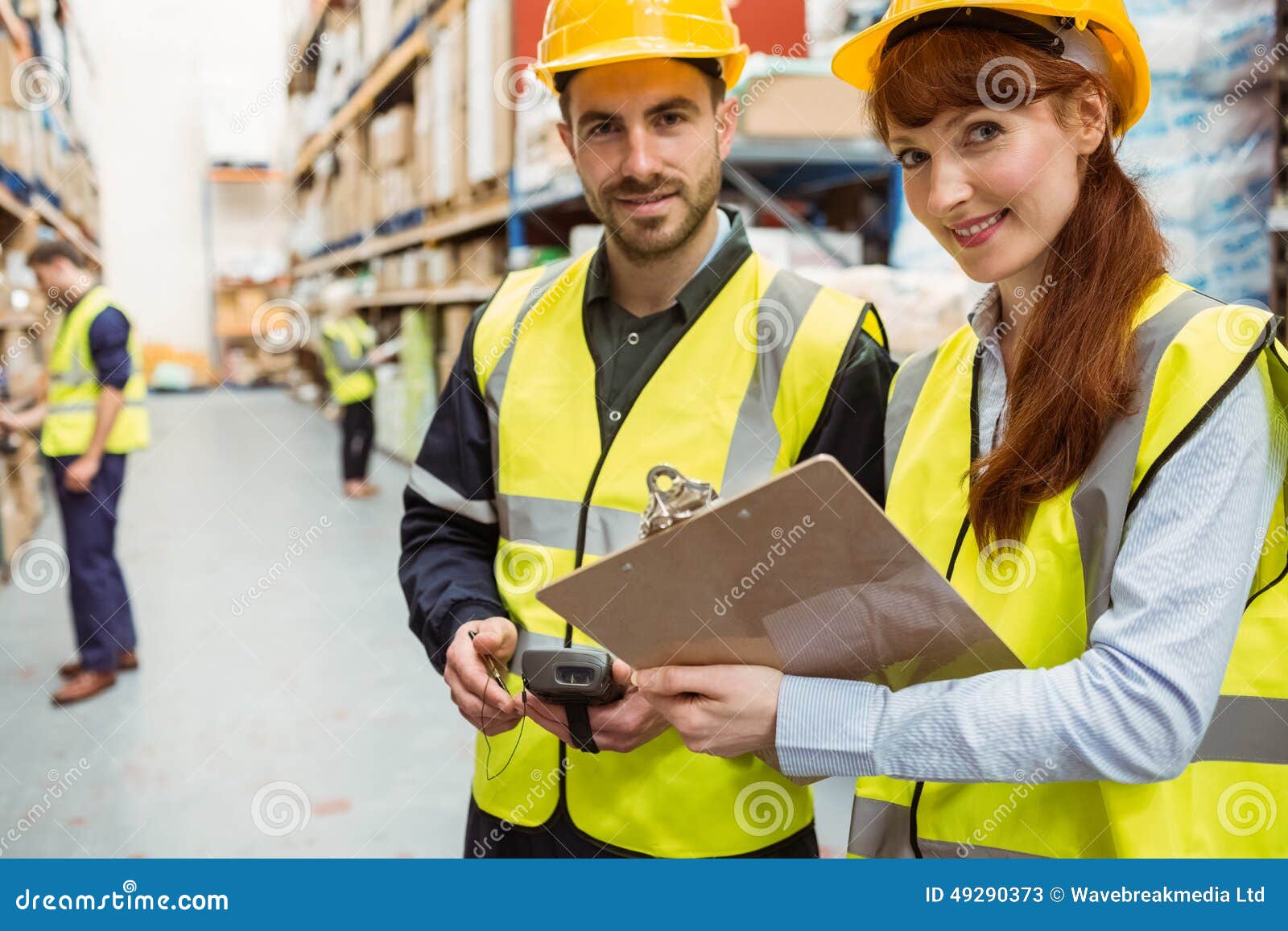 Warehouse Team Working Together with Clipboard Stock Image - Image of ...