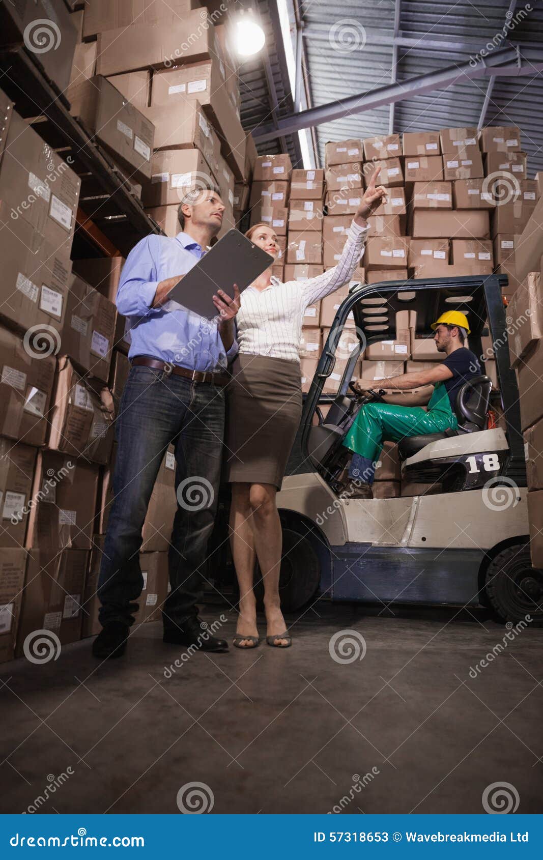 Warehouse Team Working Together Stock Image - Image of full, forklift ...