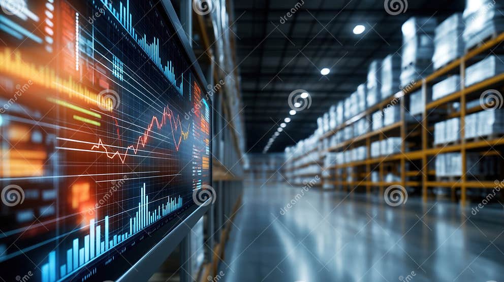 Warehouse Tech Dashboard Displays Inventory Data, Trends. Visualisation ...