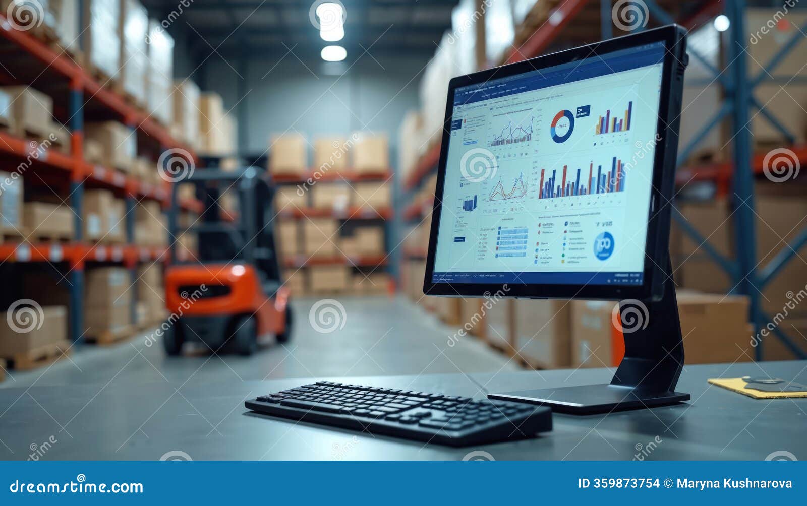 Warehouse Tech Software Used To Improve Efficiency. Computer Monitor ...