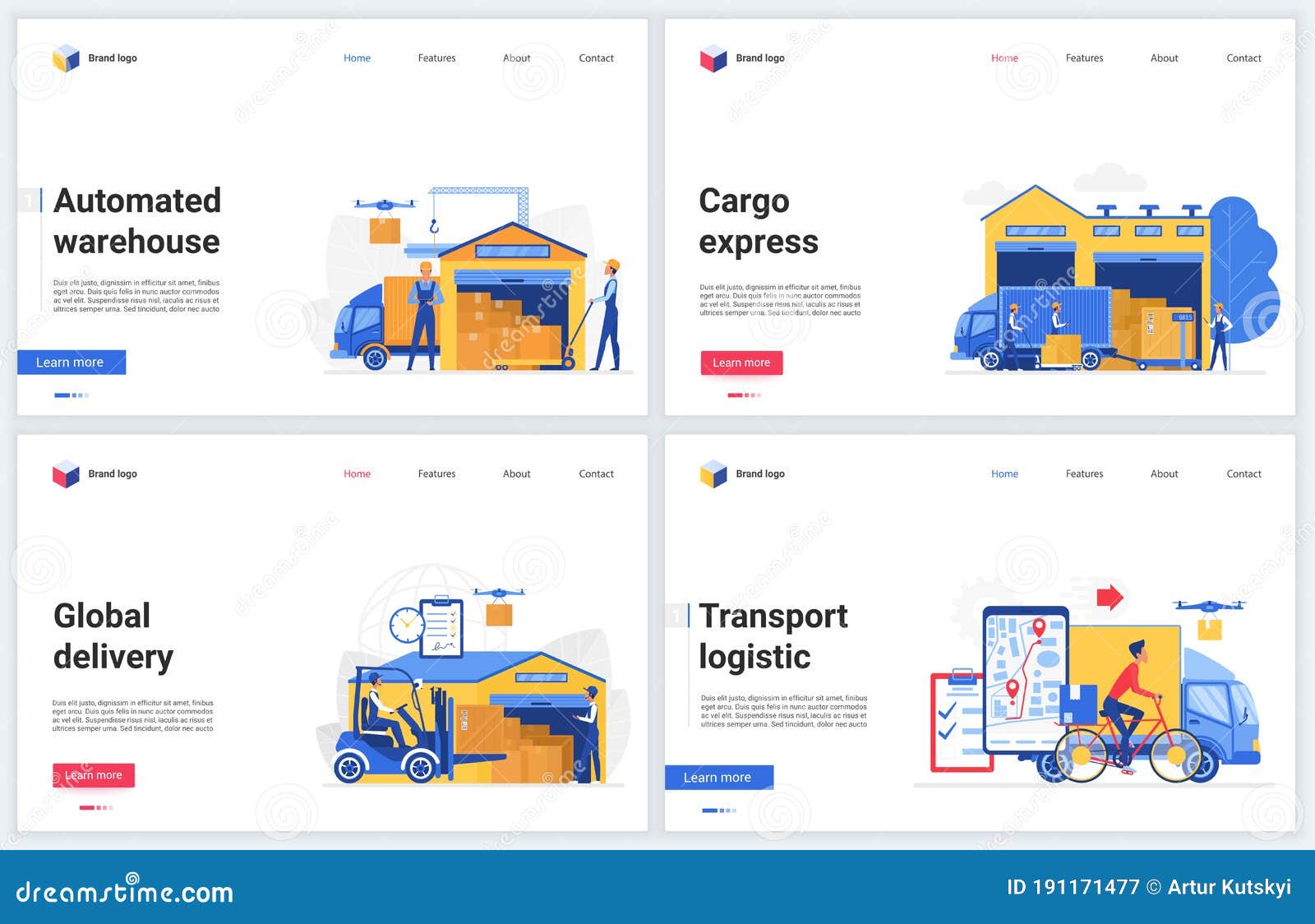 Warehouse Technology Vector Illustrations, Website Interface Design ...