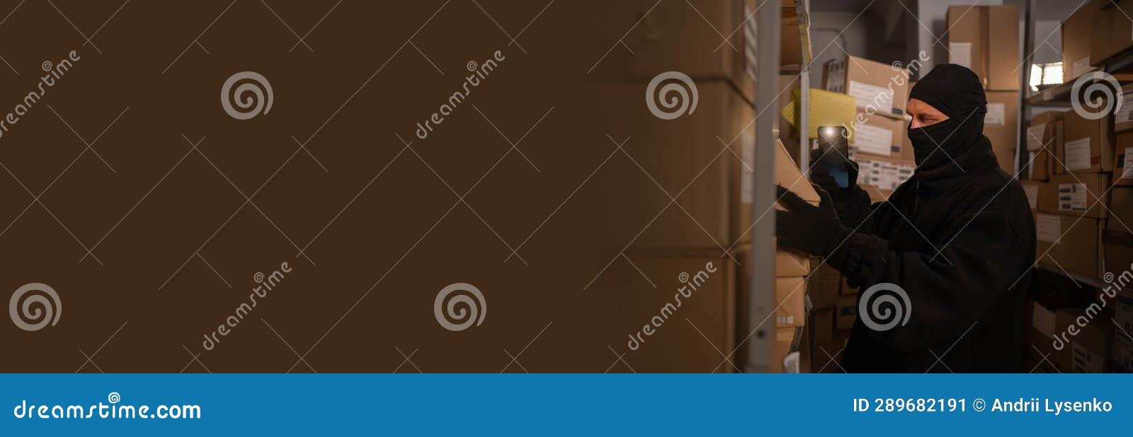 Warehouse Thief Stealing Boxes of Goods at Night. the Concept of ...
