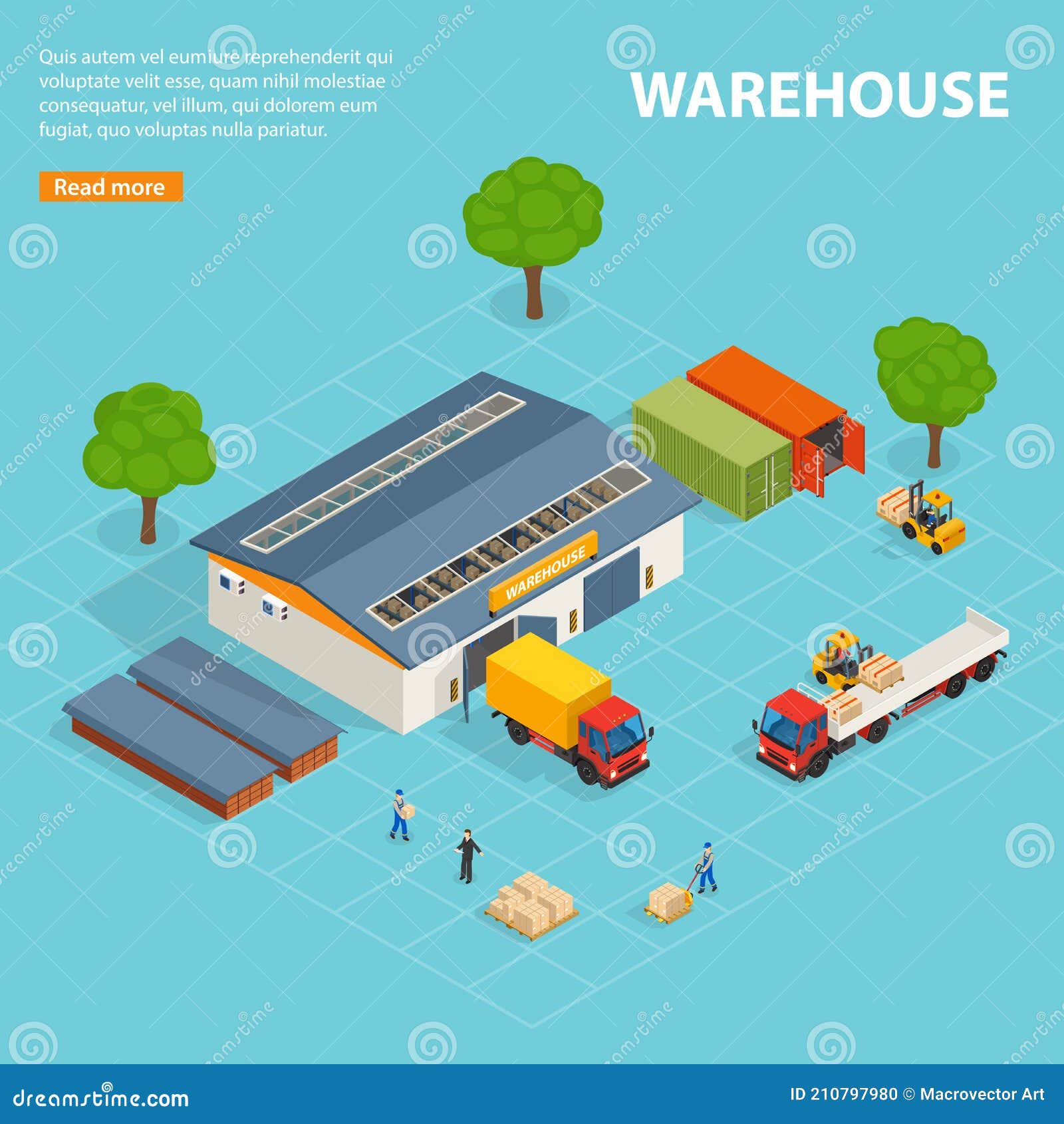 Warehouse Top View Isometric Design Composition Stock Vector ...