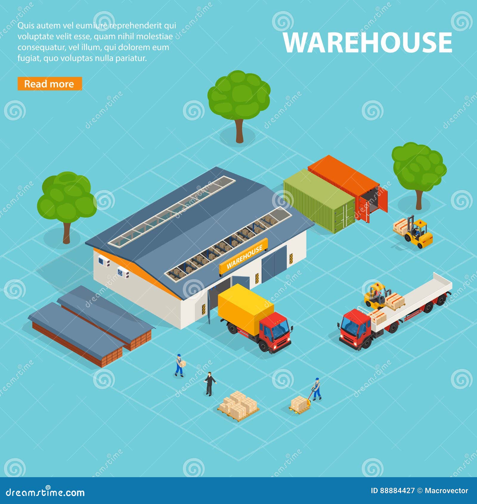 Warehouse Top View Isometric Design Composition Stock Vector ...