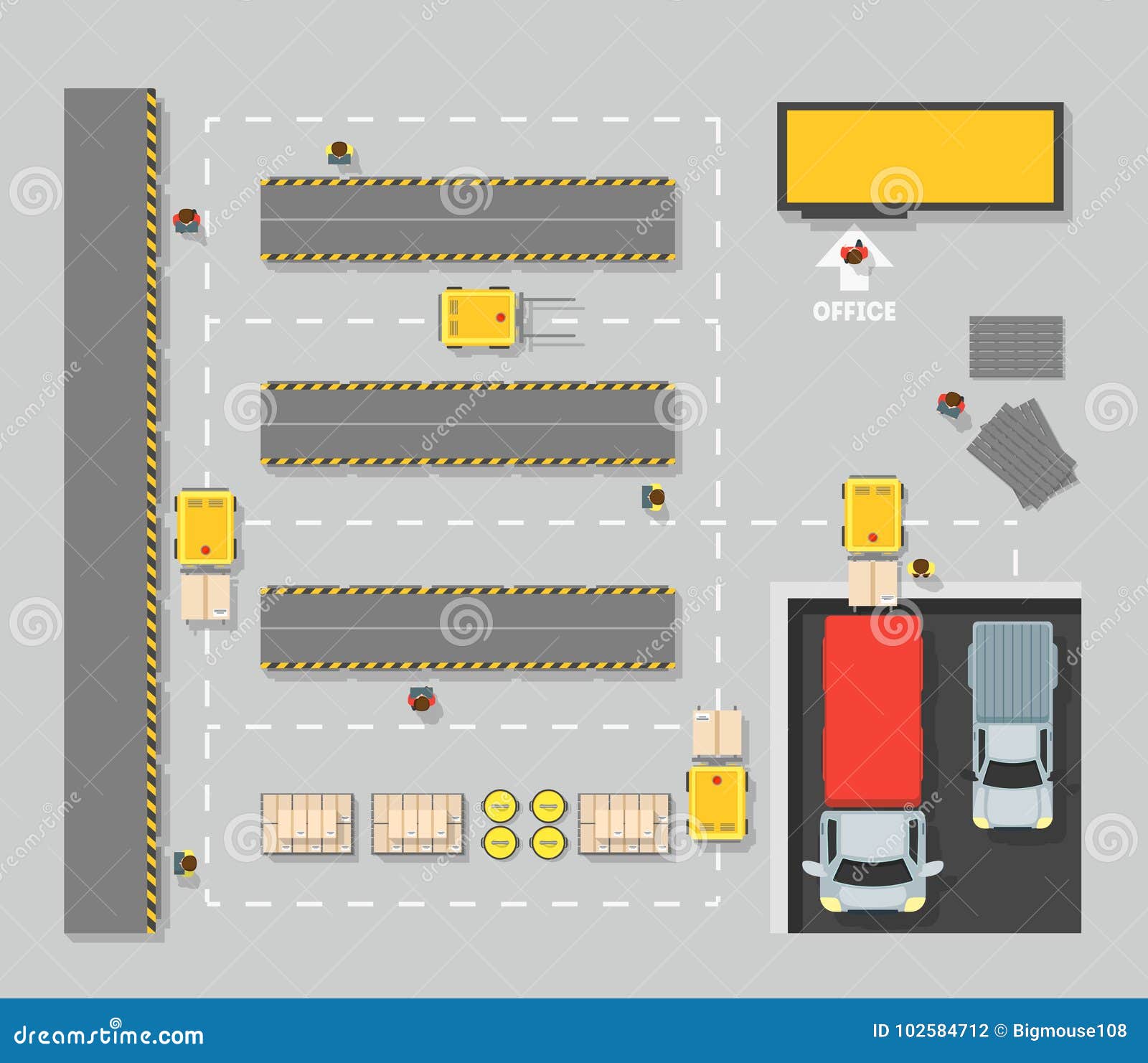 Warehouse Top View Scheme Map. Vector Stock Vector - Illustration of ...
