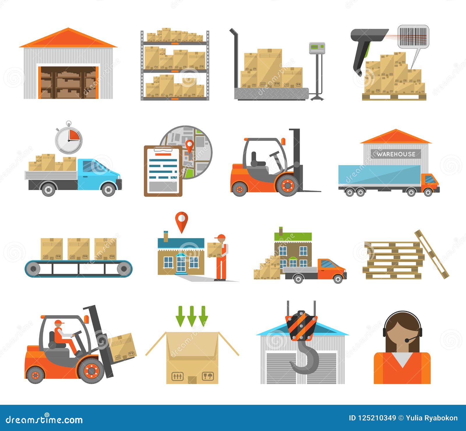 Warehouse Transportation Set Stock Illustration - Illustration of ... Warehouse Transportation Set Stock Illustration - Illustration of ...