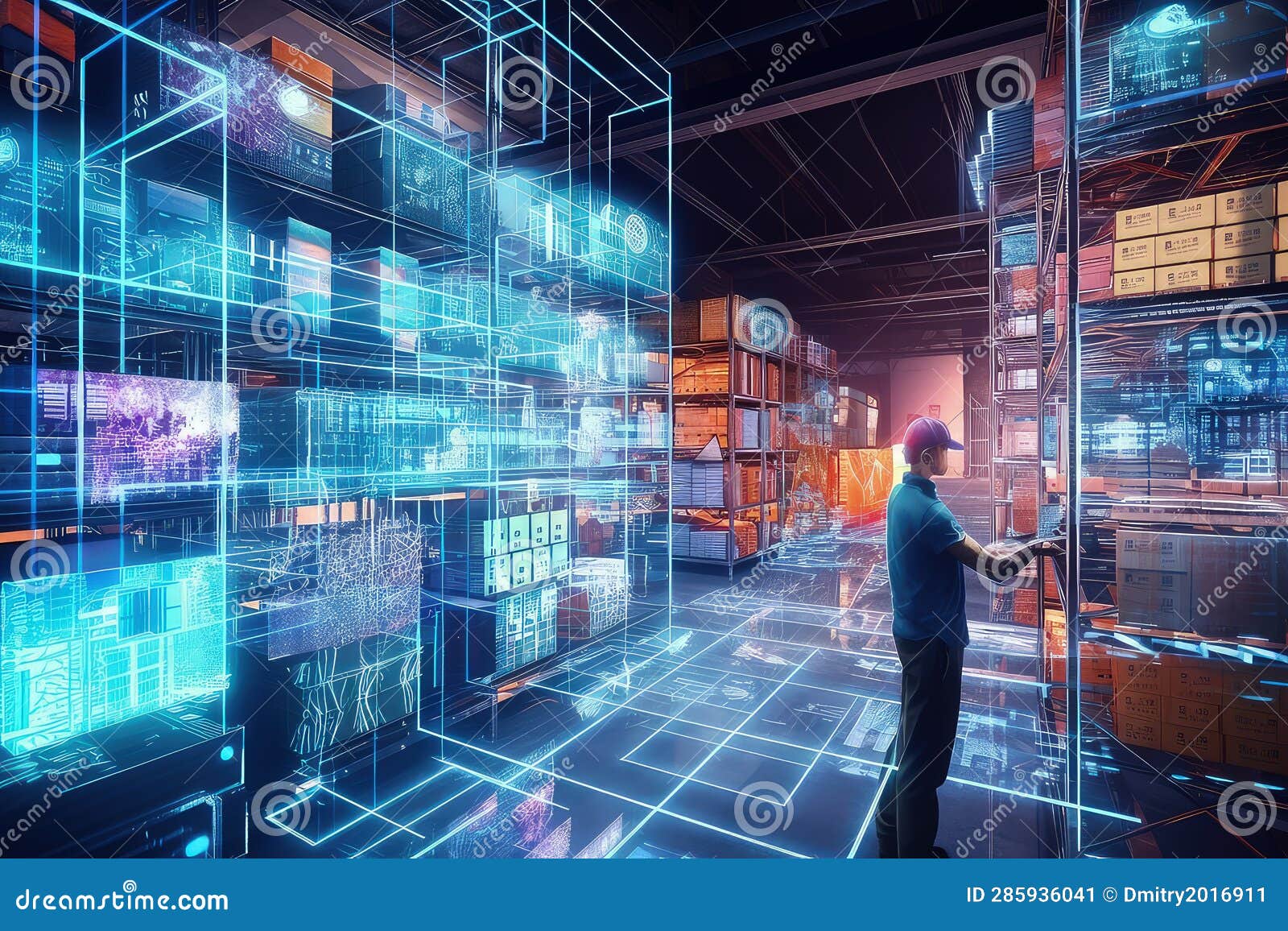 Digital Warehouse with Transporter Robots and Holographic Dashboard ...