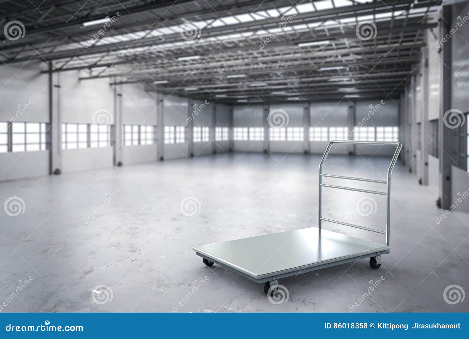 Warehouse Trolley in Factory Stock Illustration - Illustration of push ...