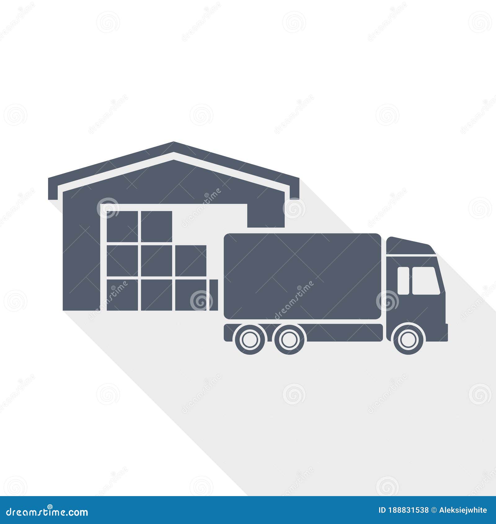 Warehouse and Truck, Delivery, Freight Concept Flat Design Vector Icon ...