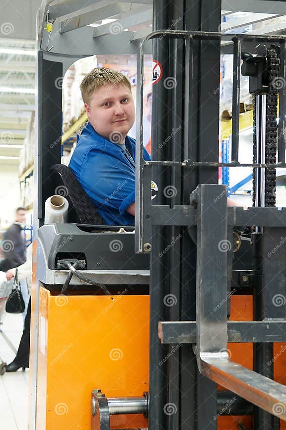 Warehouse Truck Loader Driver Stock Photo - Image of forklift, loader ...