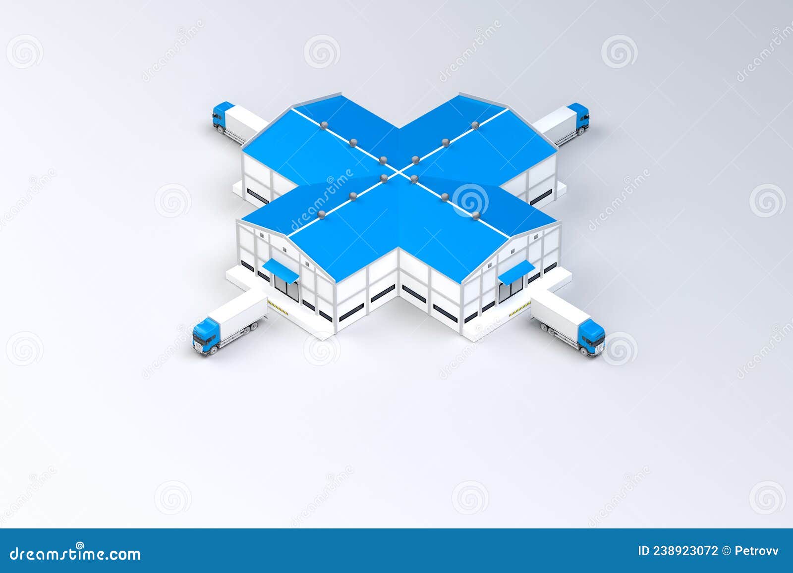 Warehouse with Trucks and Direction Directions Stock Illustration ...