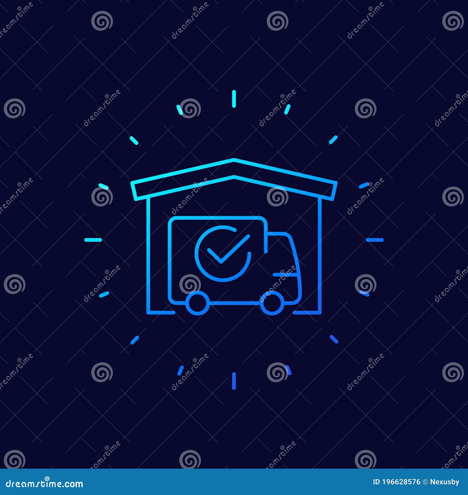 Warehouse and Van, Delivery Completed Icon, Linear Stock Vector ...