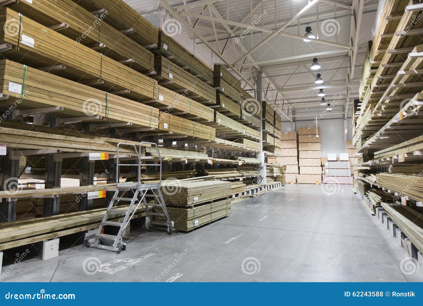 Warehouse with Variety of Timber for Construction Stock Photo - Image ...