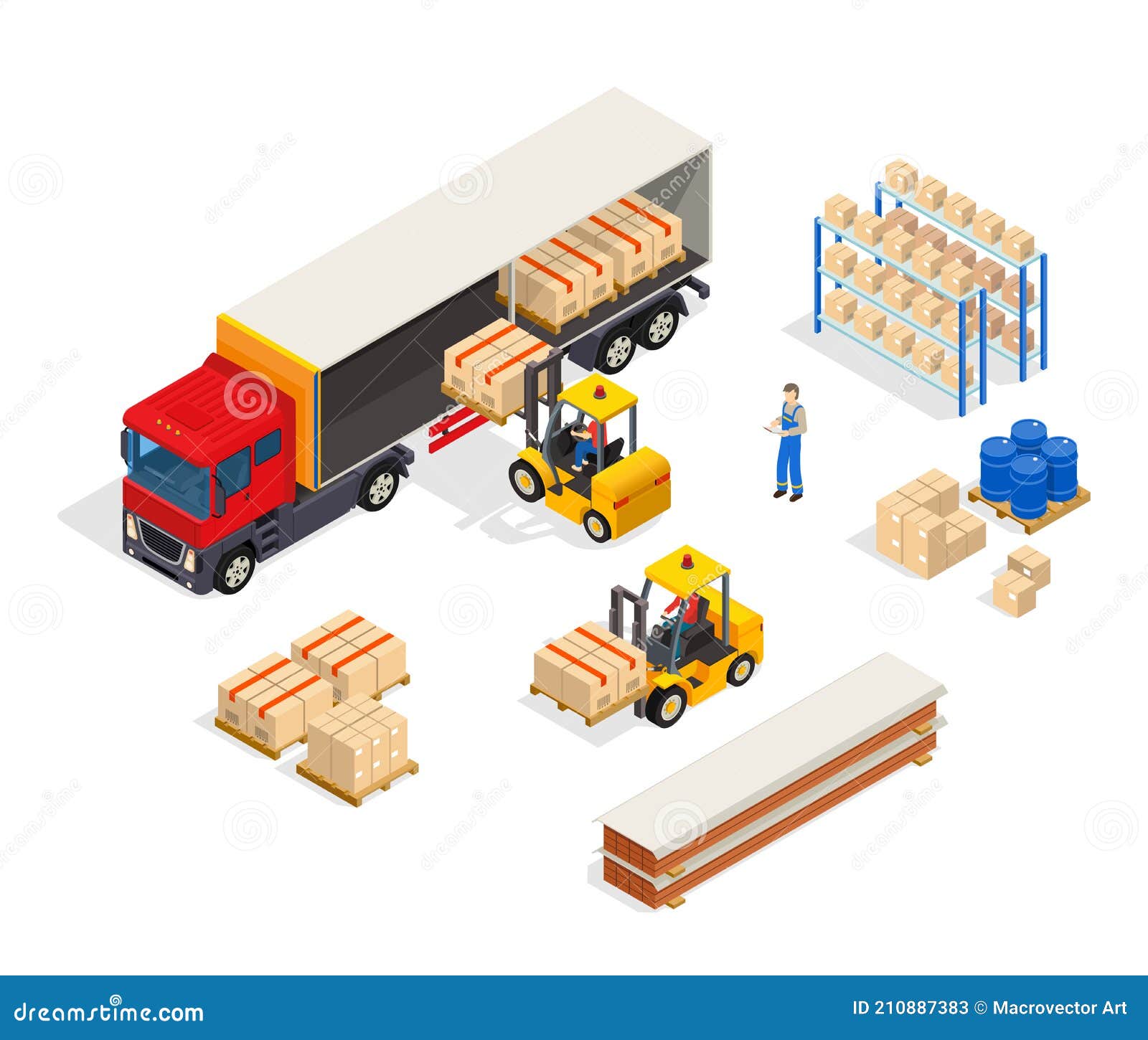 Warehouse Vehicular Loading Composition Stock Vector - Illustration of ...