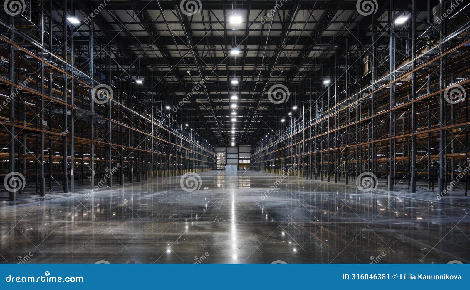 A Warehouse, Where Racks and High-bay Lights Create Captivating ...