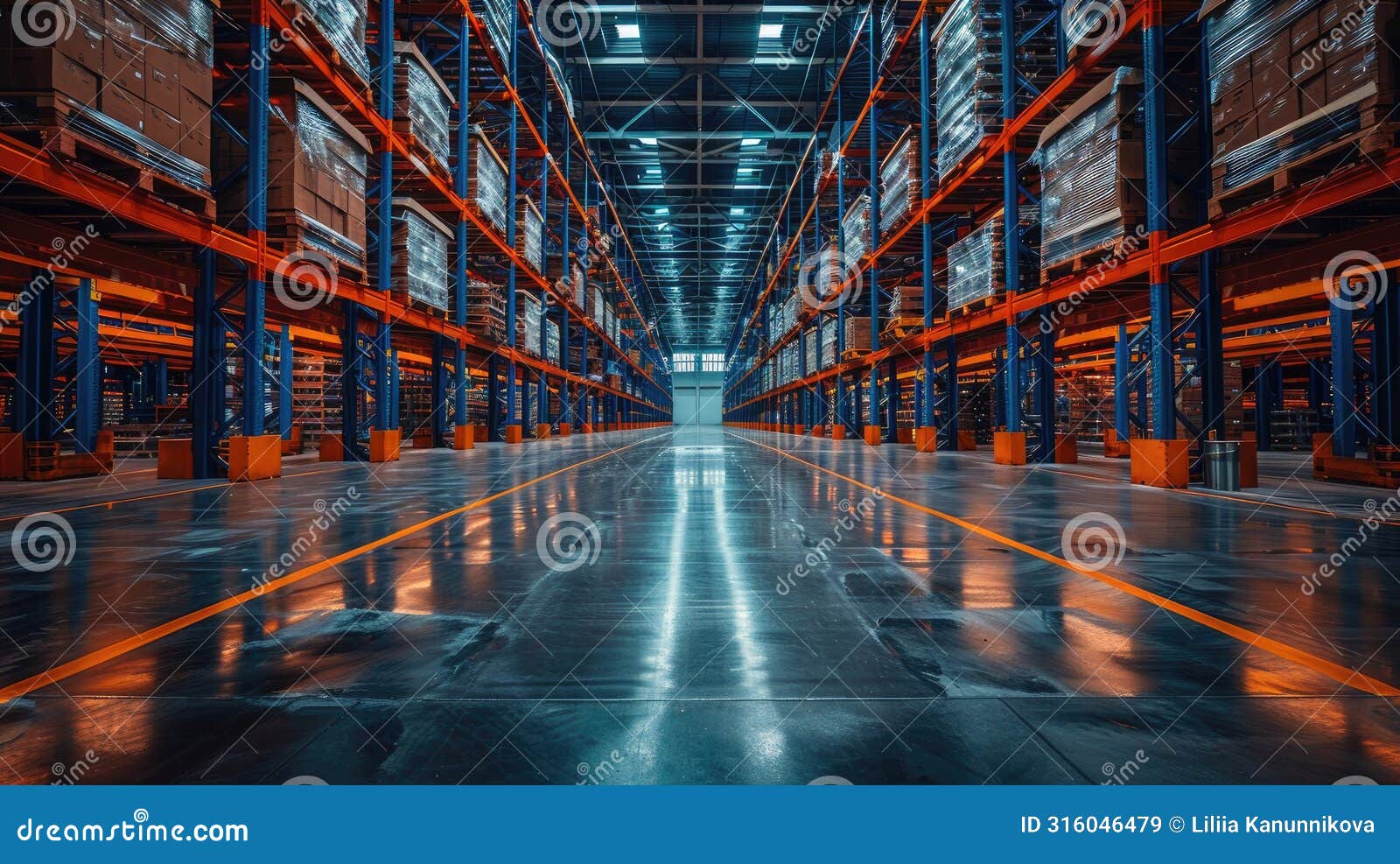 A Warehouse, Where Racks and High-bay Lights Create Captivating ...