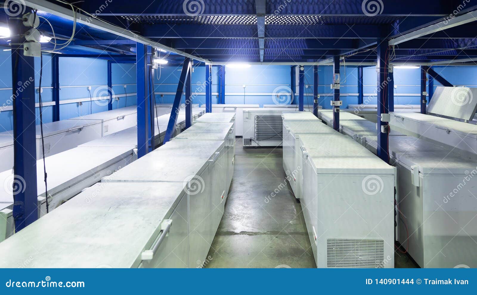 Warehouse with White Refrigerators Stock Photo - Image of interior ...