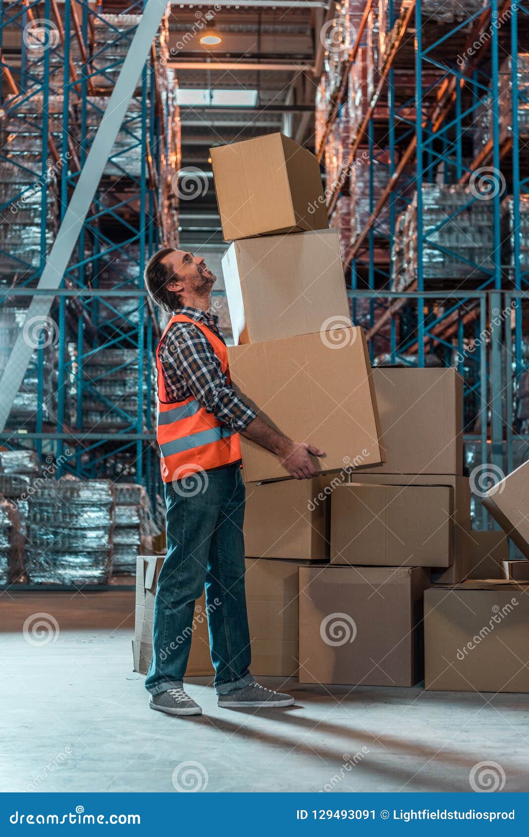 Warehouse Worker with Boxes Stock Image - Image of boxes, logistics ...
