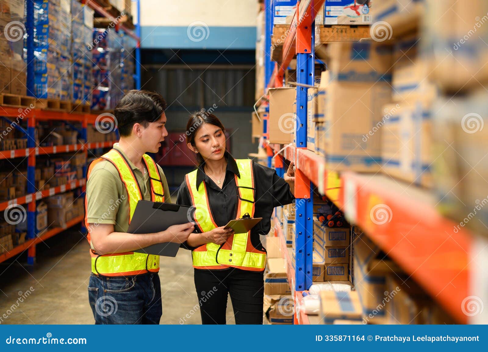 Warehouse Worker Brainstorms Checklist Product To Shelf in Warehouse ...