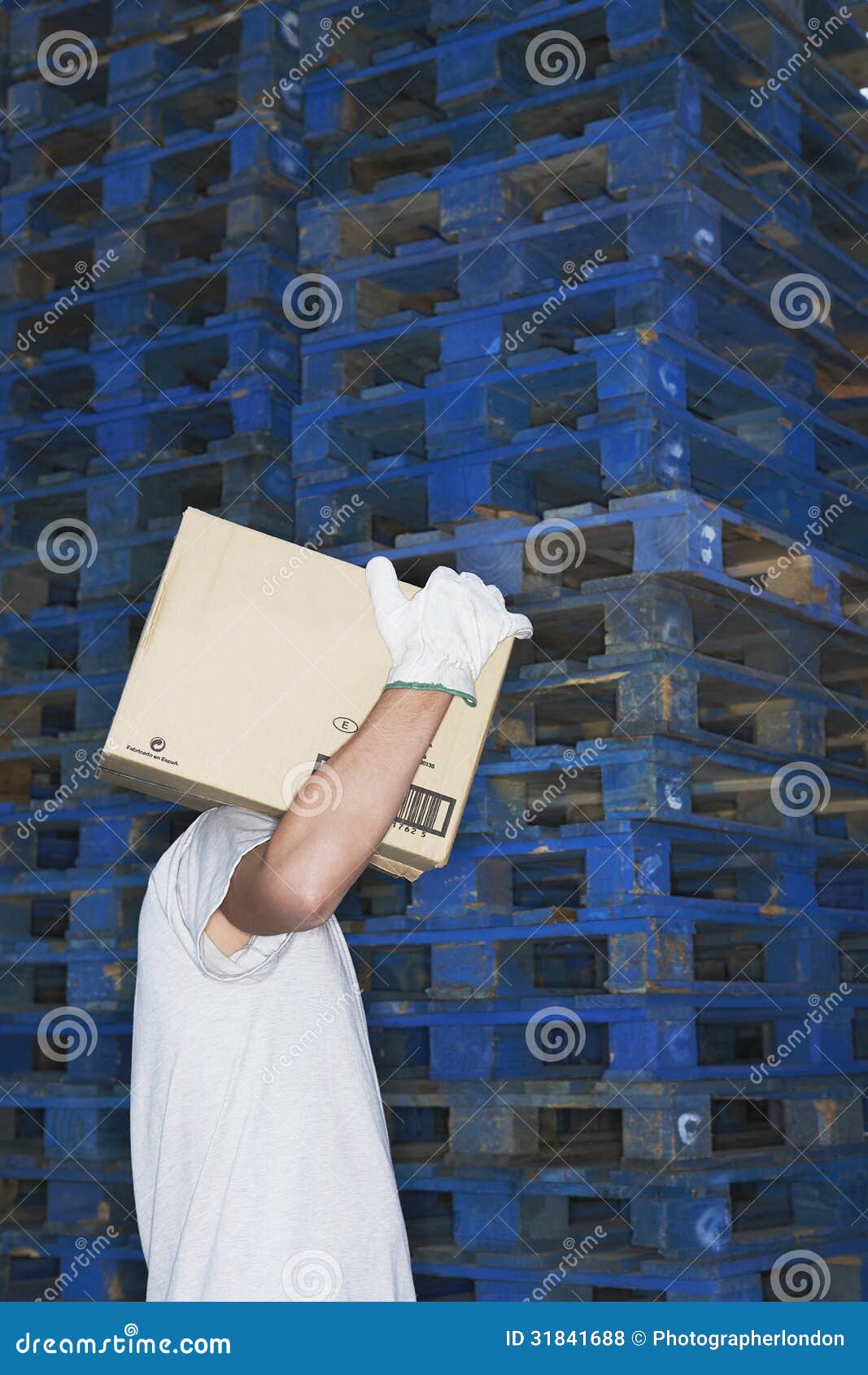 Warehouse Worker Carrying Box Stock Photo - Image of warehousing ...