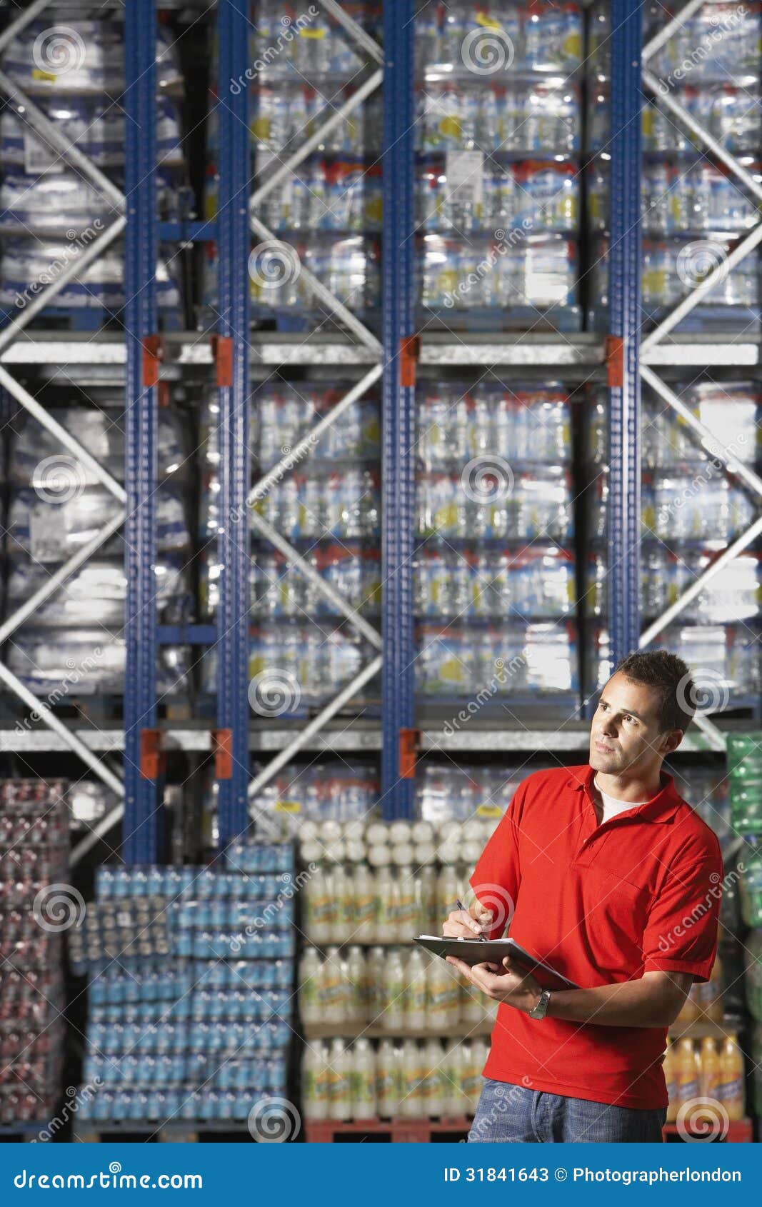 Warehouse Worker Checking Inventory Stock Image - Image of occupation ...