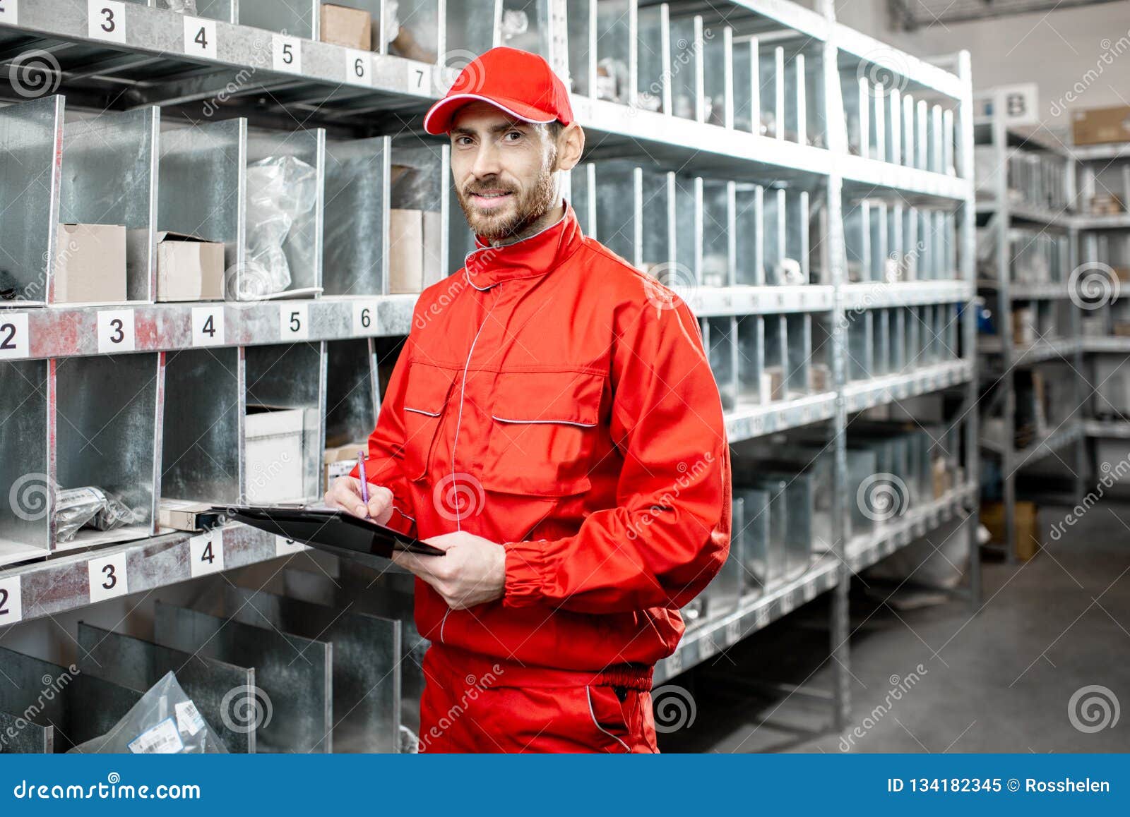 Warehouse Worker with Clipboard in the Storage Stock Image - Image of ...