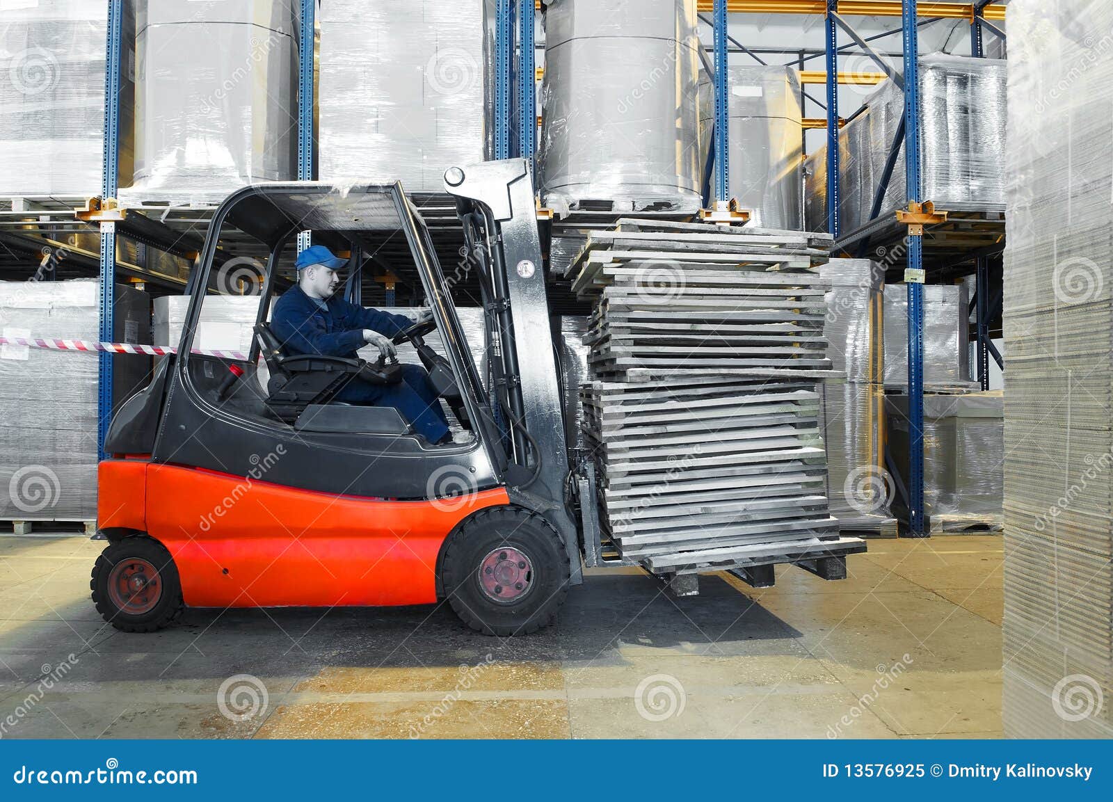 Warehouse Worker and Forklift Stock Image - Image of industry ...