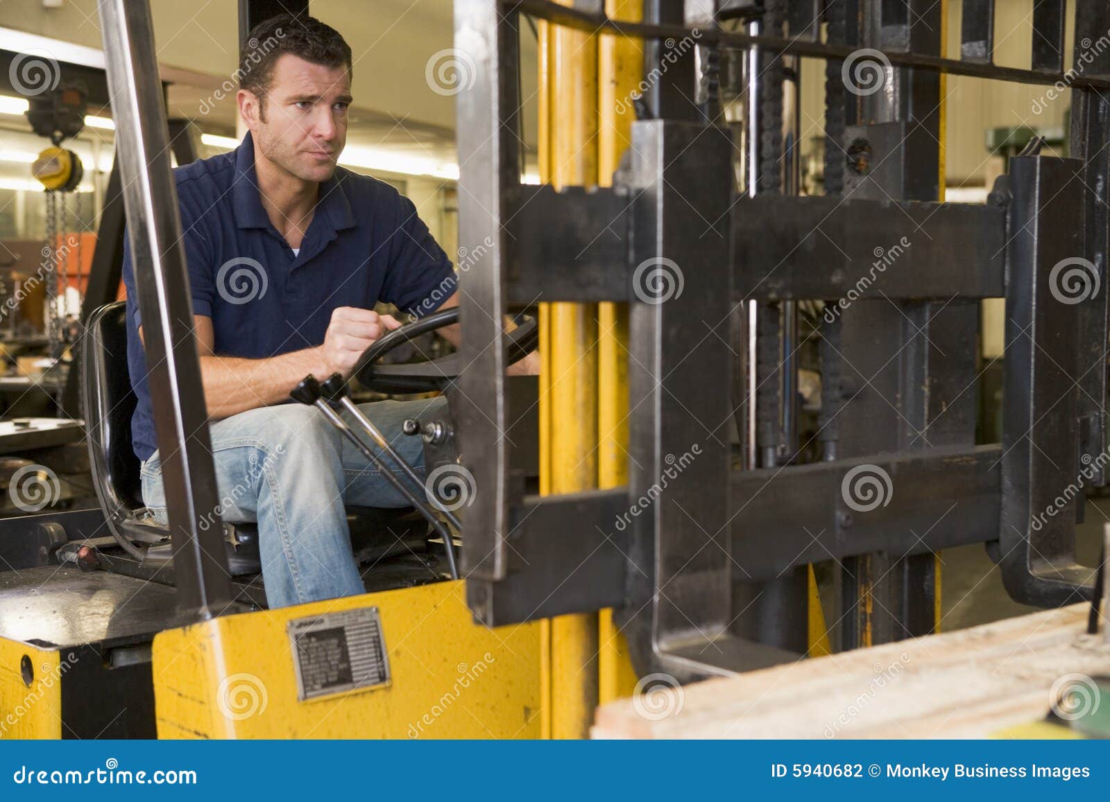 Warehouse Worker in Forklift Stock Photo - Image of collar, labourer ...