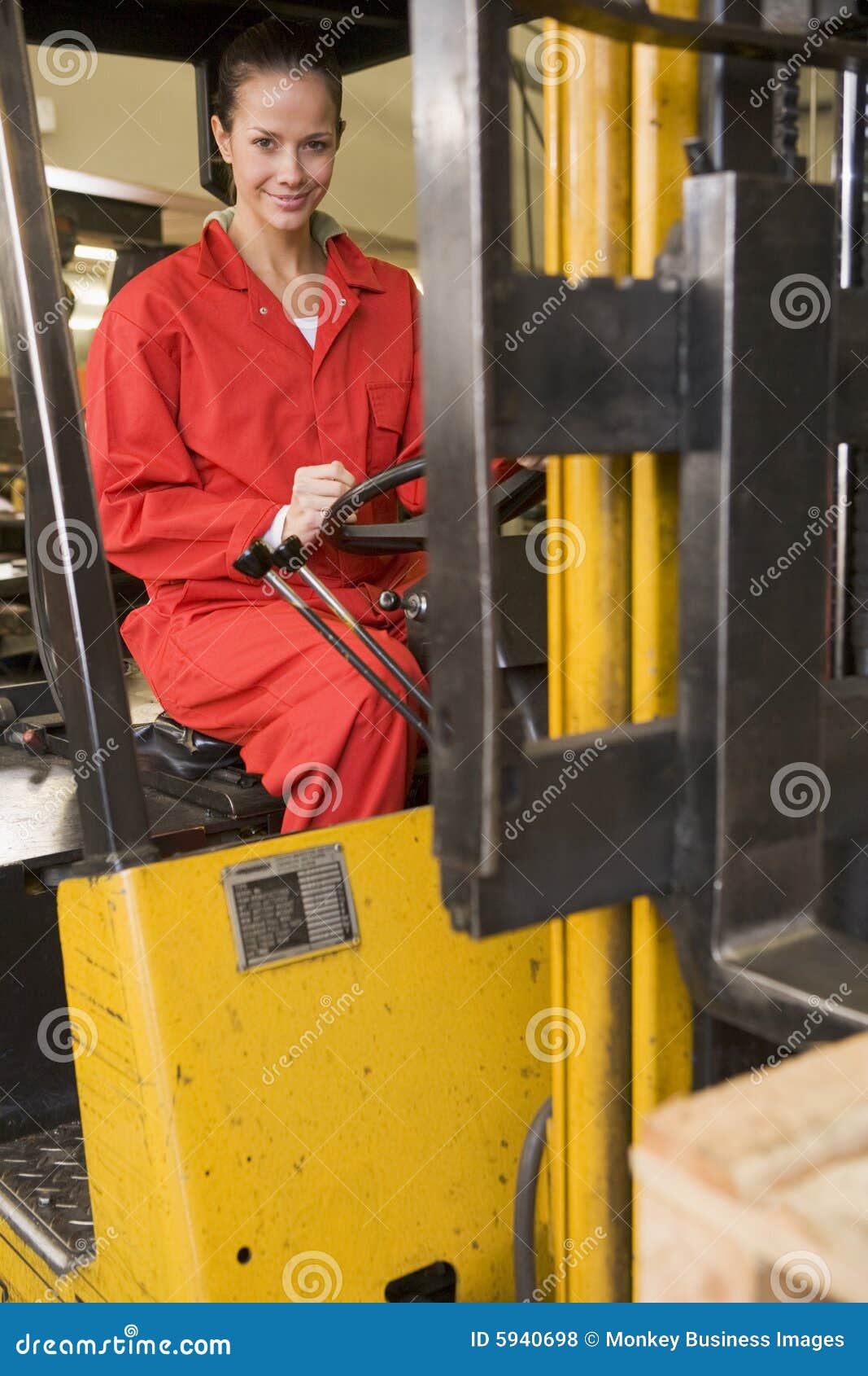 Warehouse Worker in Forklift Stock Photo - Image of overalls, length ...