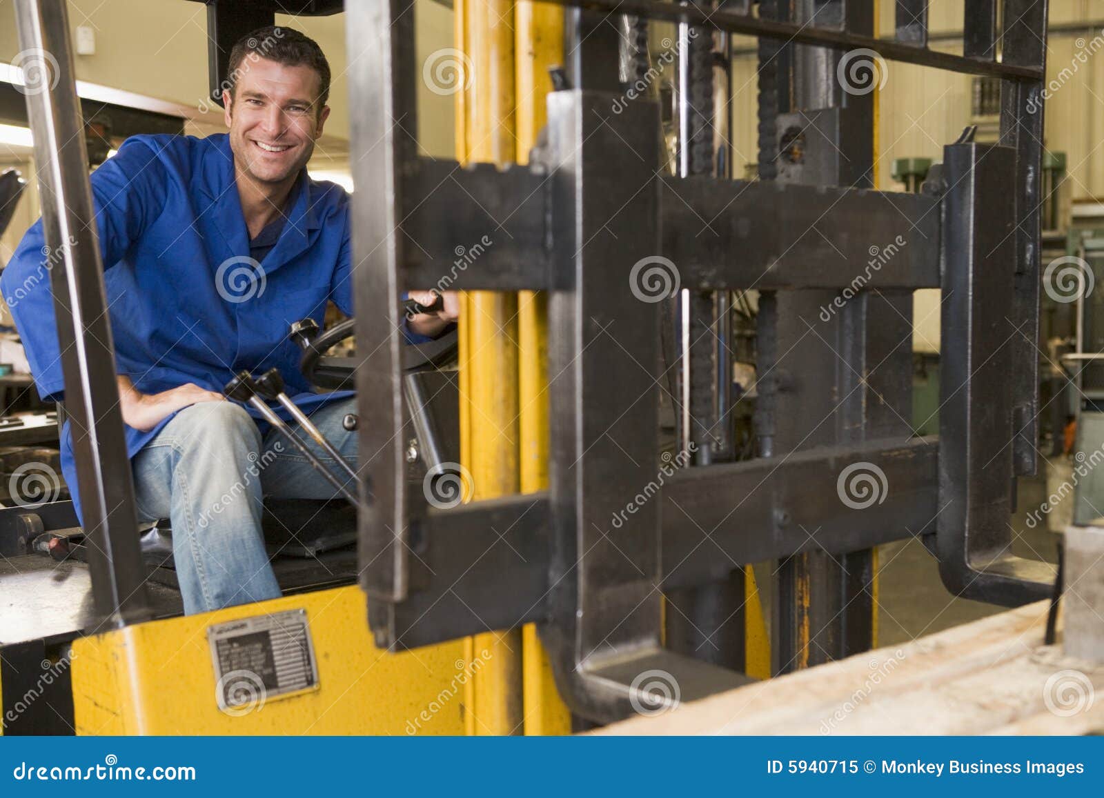 Warehouse Worker in Forklift Stock Image - Image of forklift ...
