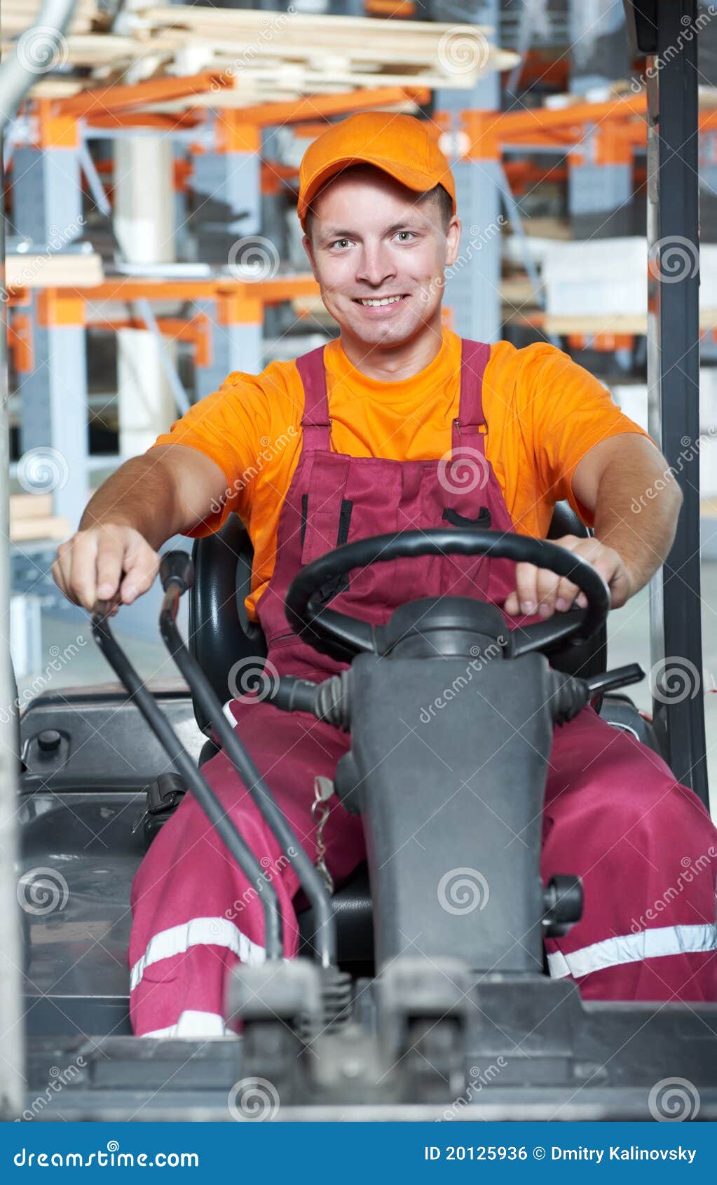 Warehouse Worker in Forklift Loader Stock Photo - Image of mechanic ...